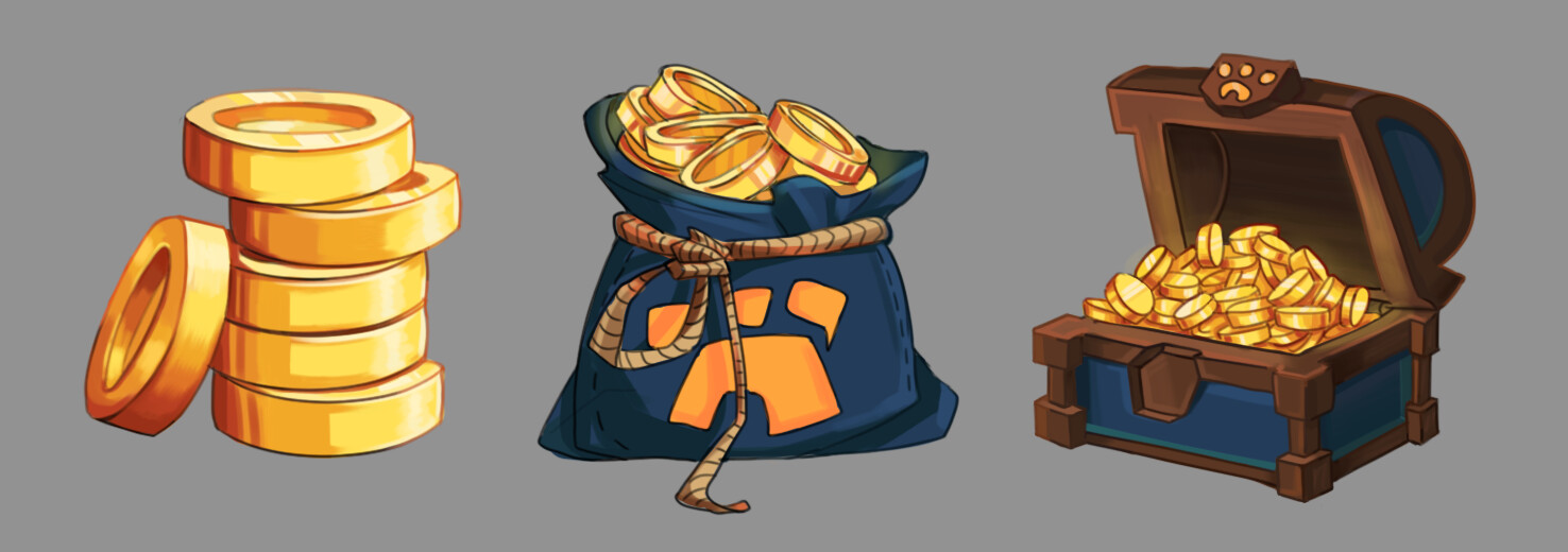 ArtStation - Coins, purse and chest!