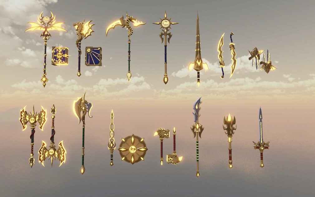 ArtStation - Recreation of Gilded Skies weapons from Dungeon Quest!
