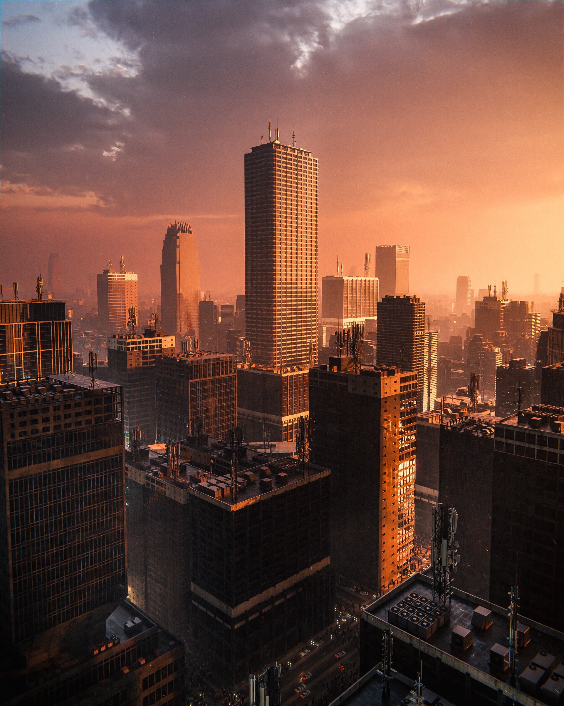 ArtStation - Sunset Cityscape