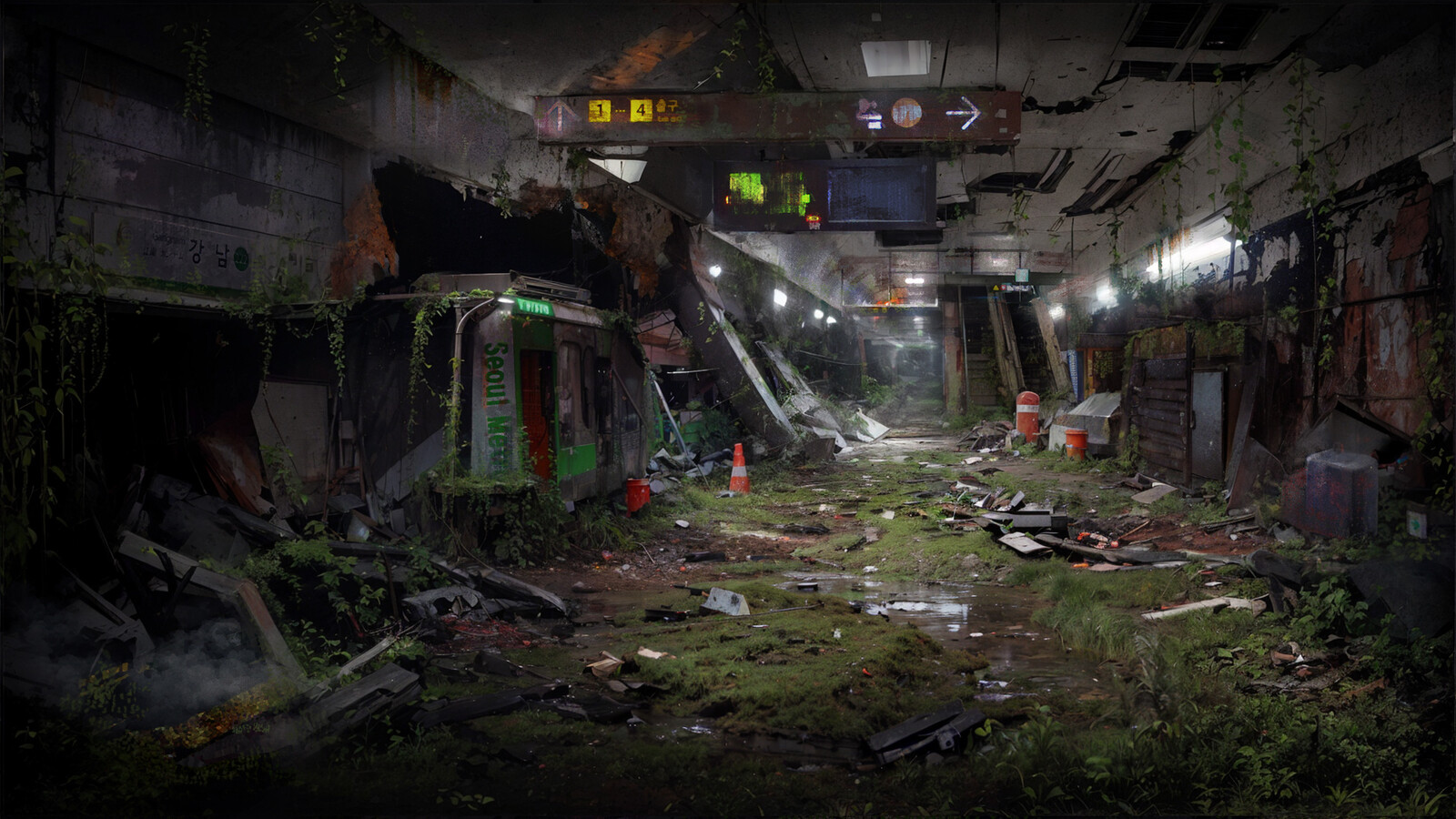 DB Kim - Apocalypse destroyed subway platform