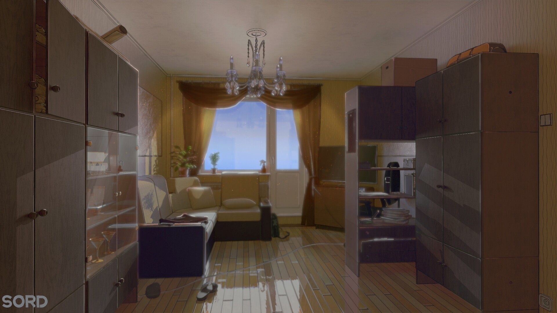 ArtStation - Living Room Visual Novel Background - Day Version