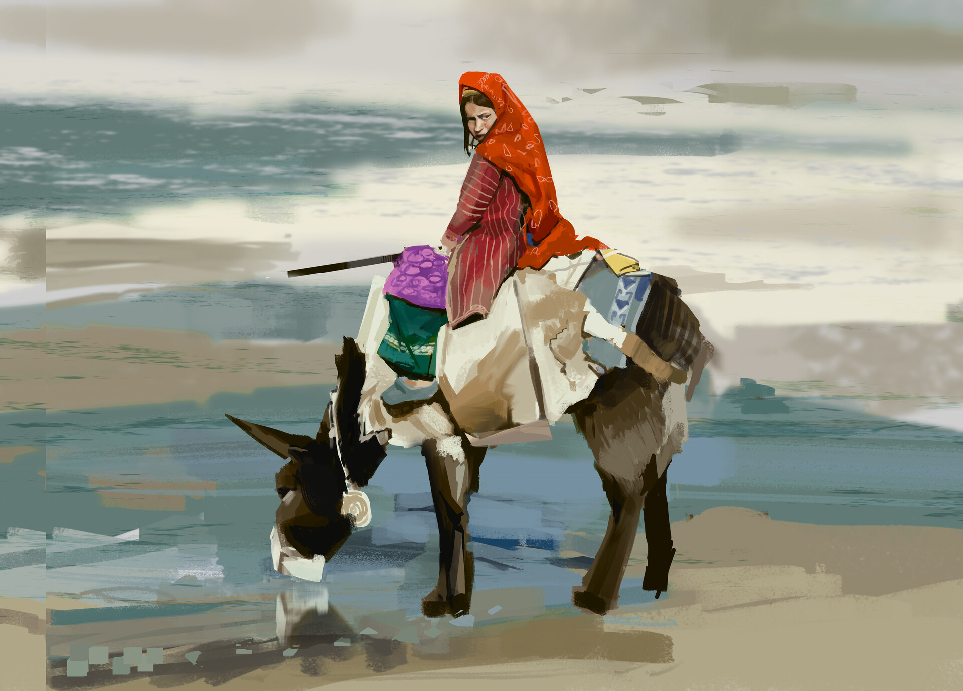 ArtStation - Girl on a donkey