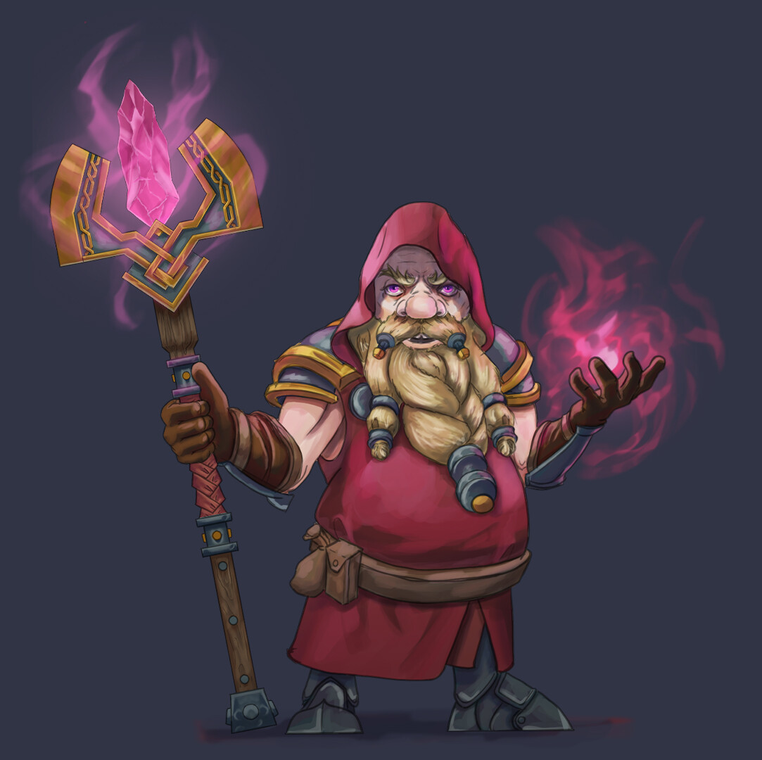 ArtStation - Concept art of a Dwarf and a Staff for a mobile game