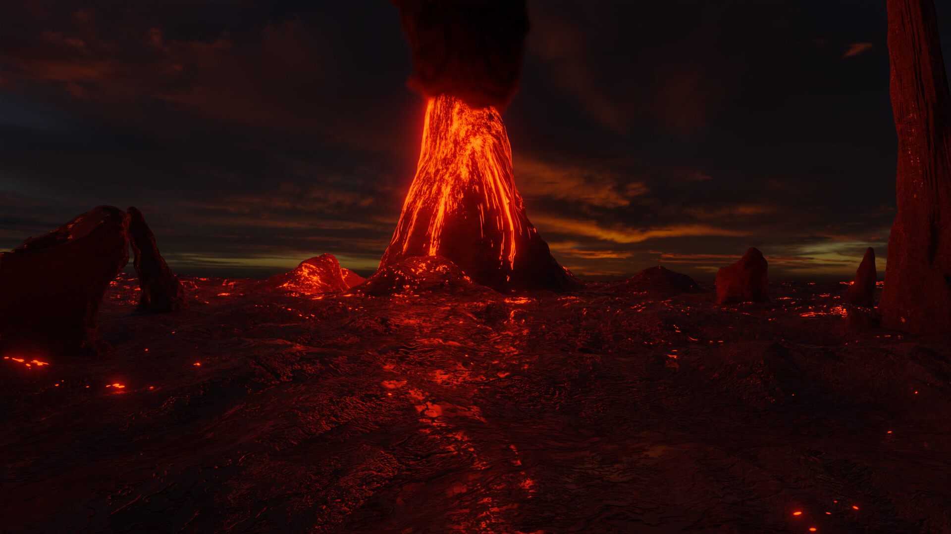 ArtStation - Volcano render