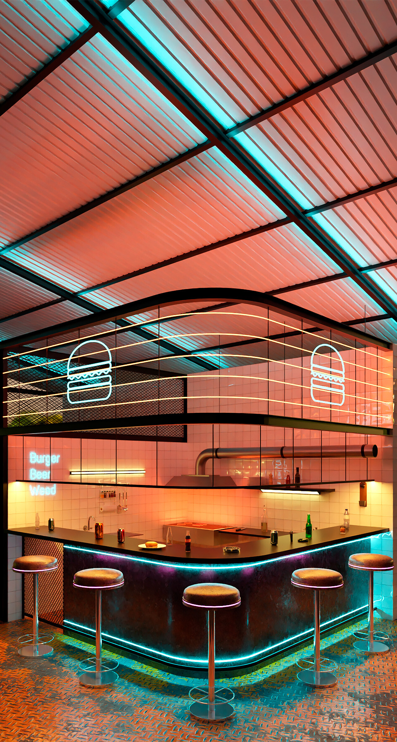 ArtStation - Futuristic food stall