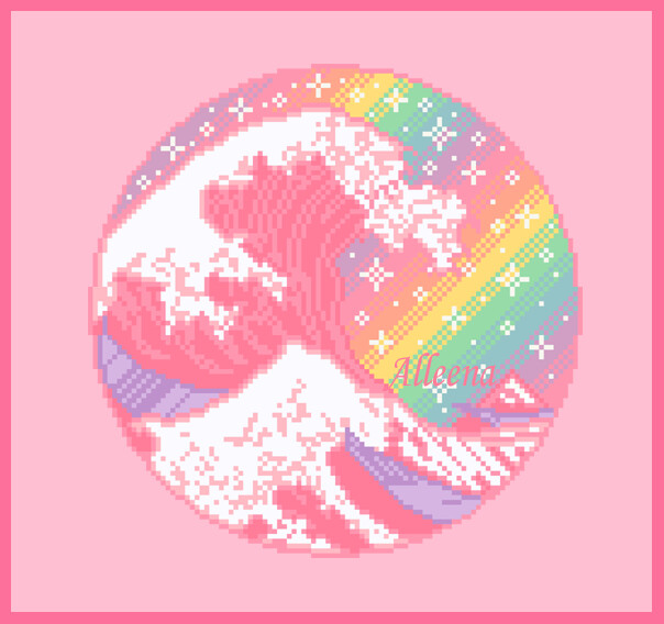 ArtStation - Rainbow Great Wave - Pixel Art