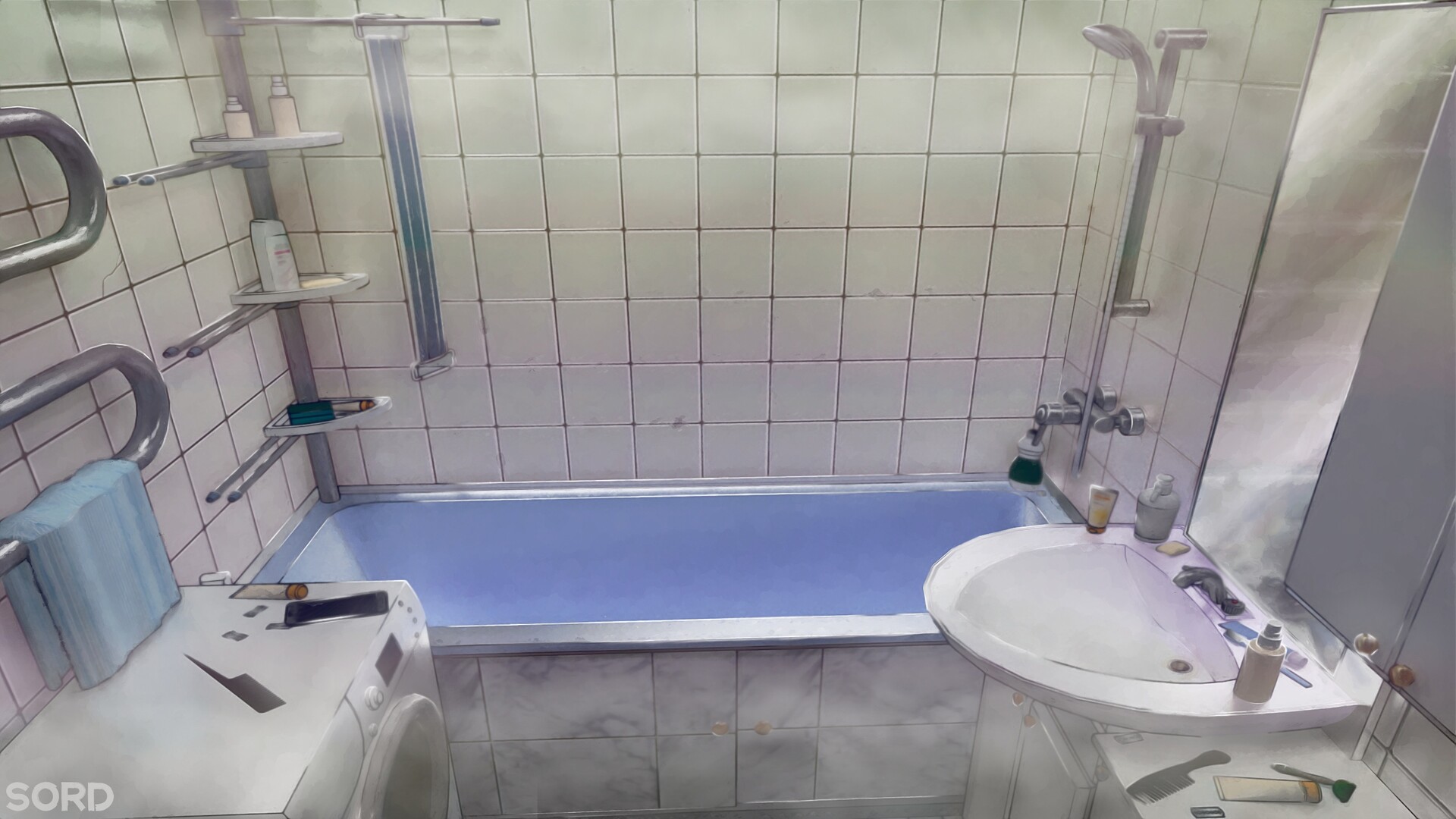 ArtStation - Visual Novel Bathroom Background