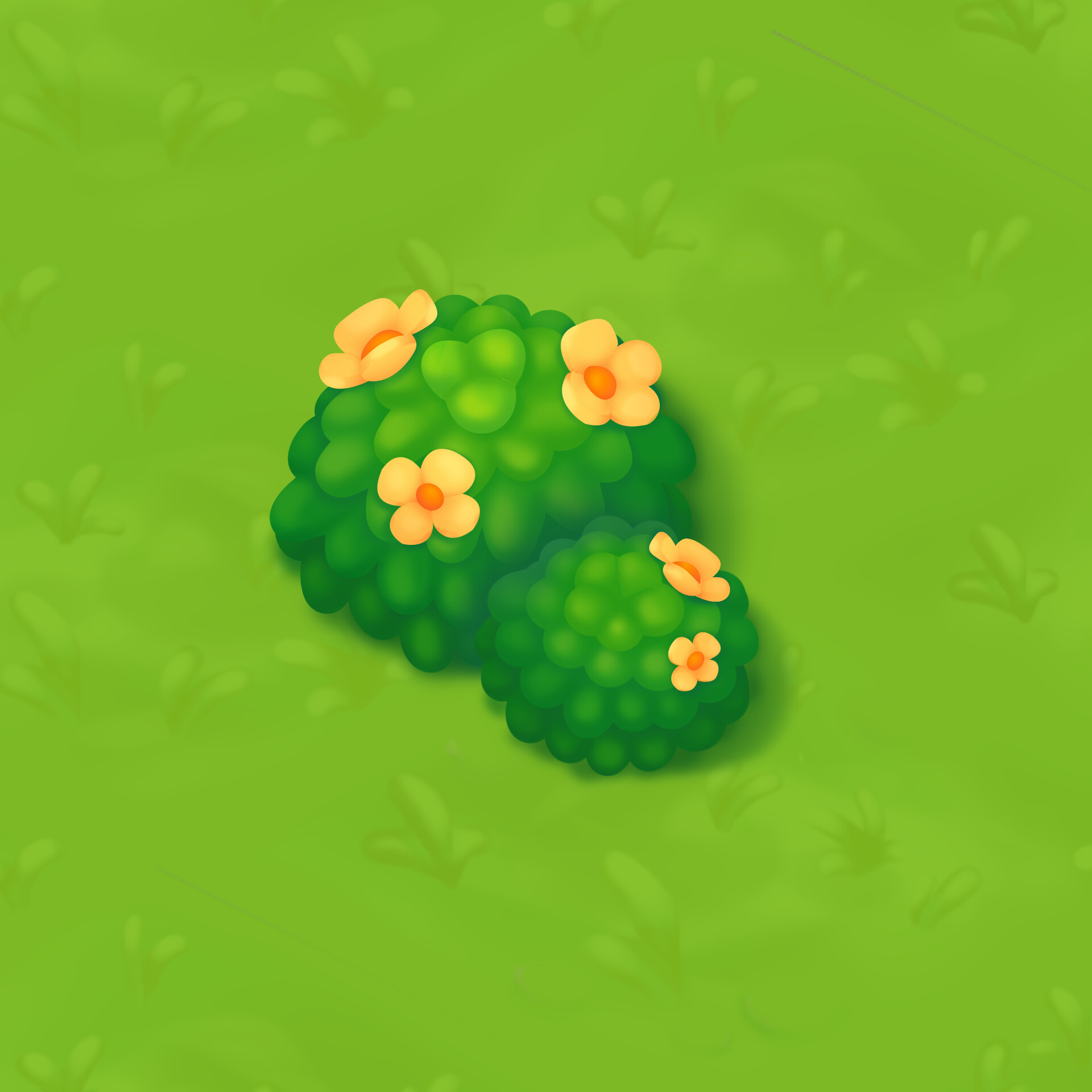 ArtStation - Isometric bush with flowers