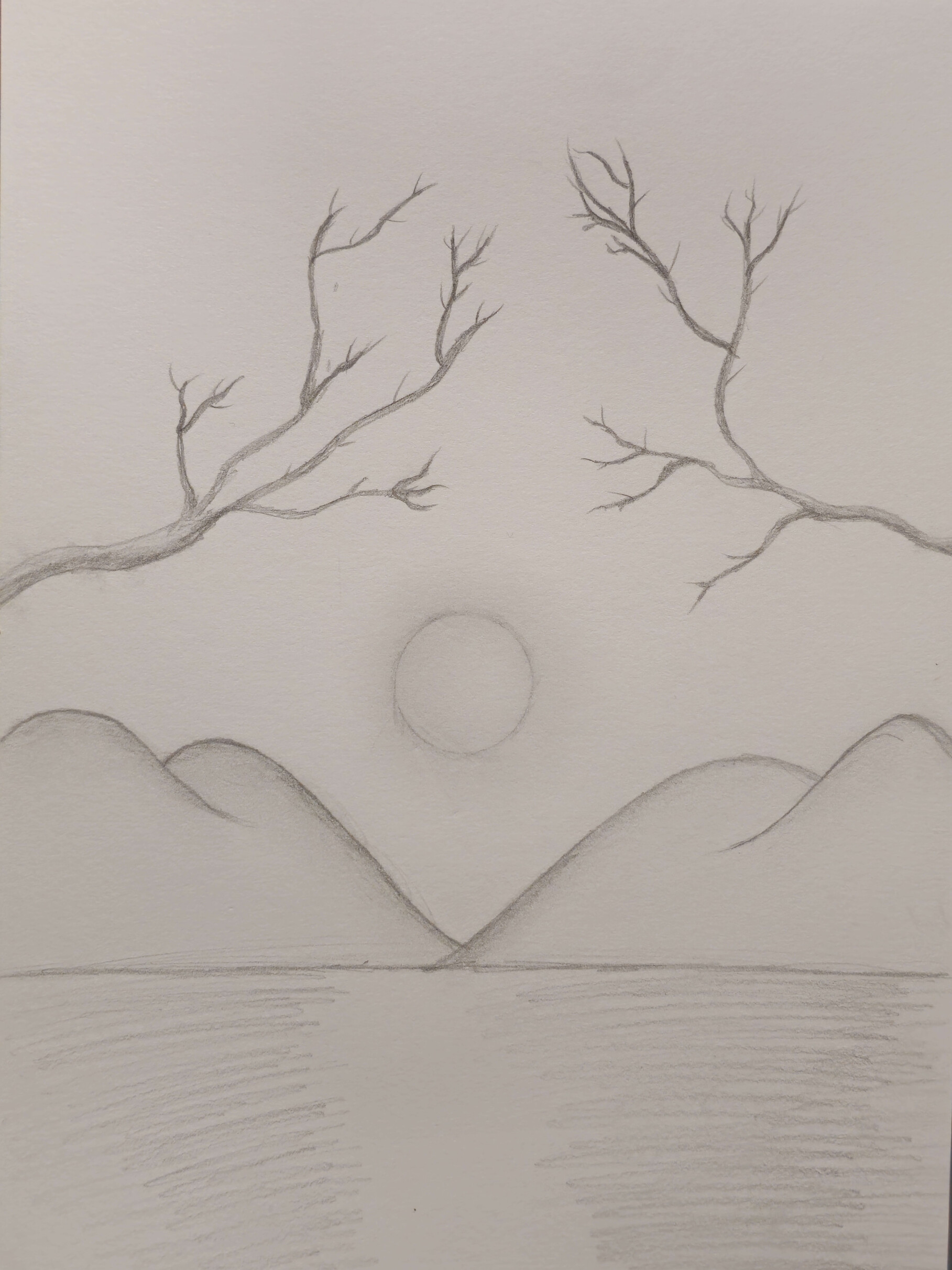 Sunrise Pencil Drawing