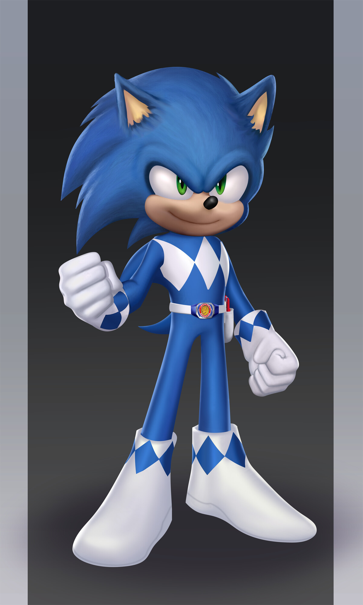 ArtStation - Sonic x MMPR Blue Ranger crossover commission