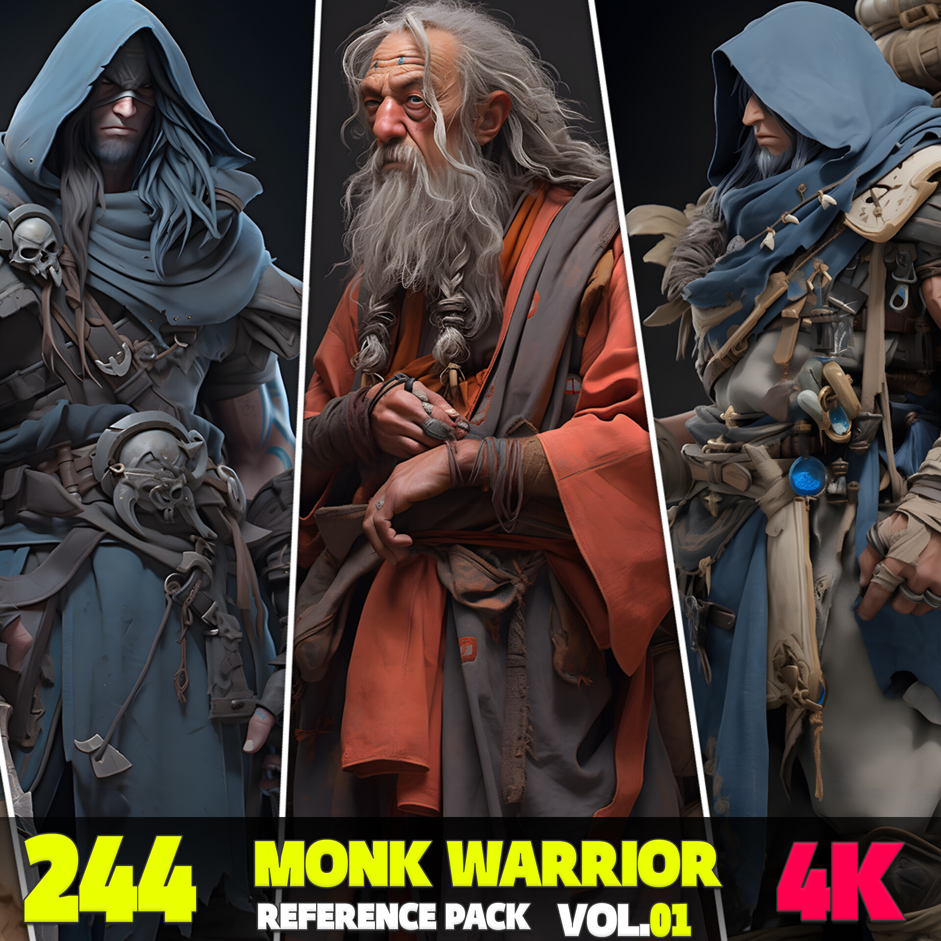 ArtStation - 244 4K Monk Warrior Reference Pack Vol.01