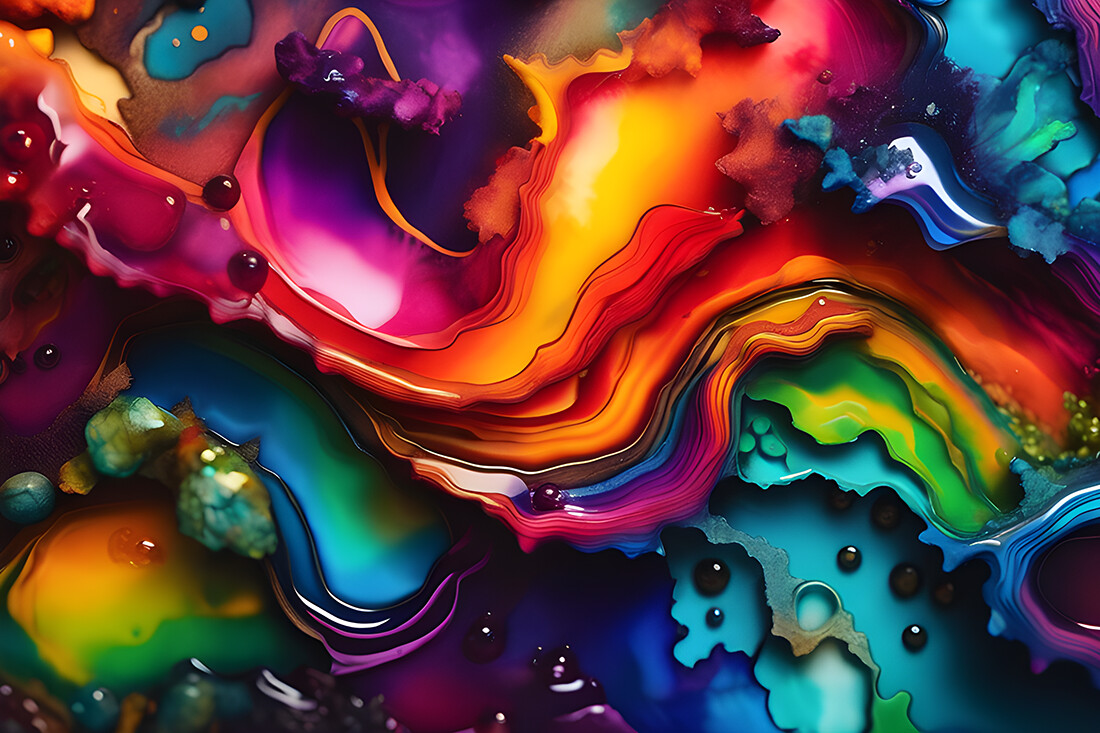 ArtStation - Liquid Paint Background - Rainbow Colors Abstract Wallpaper