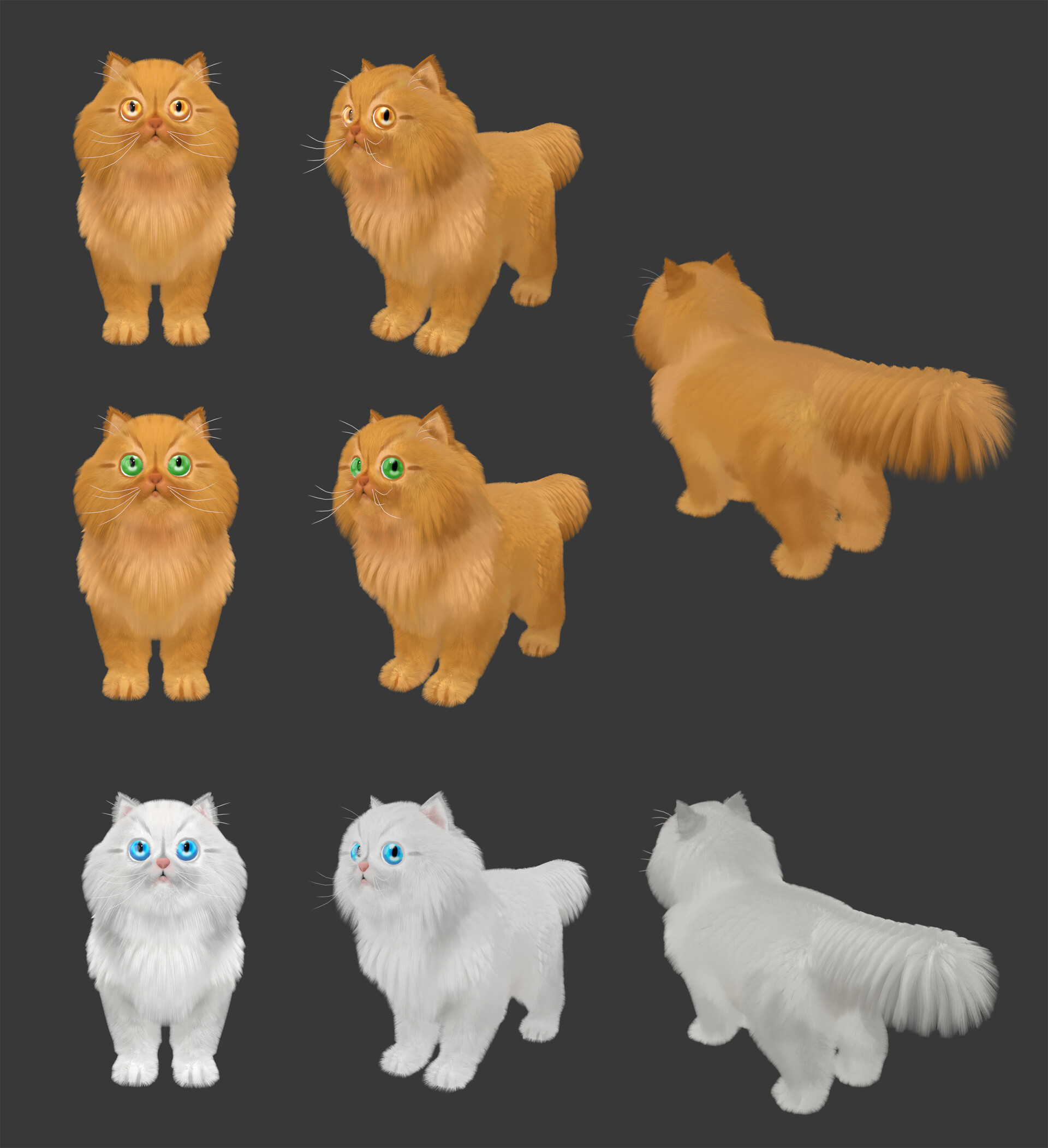 ArtStation - Persian Cat 3D model (Different Color Variations)