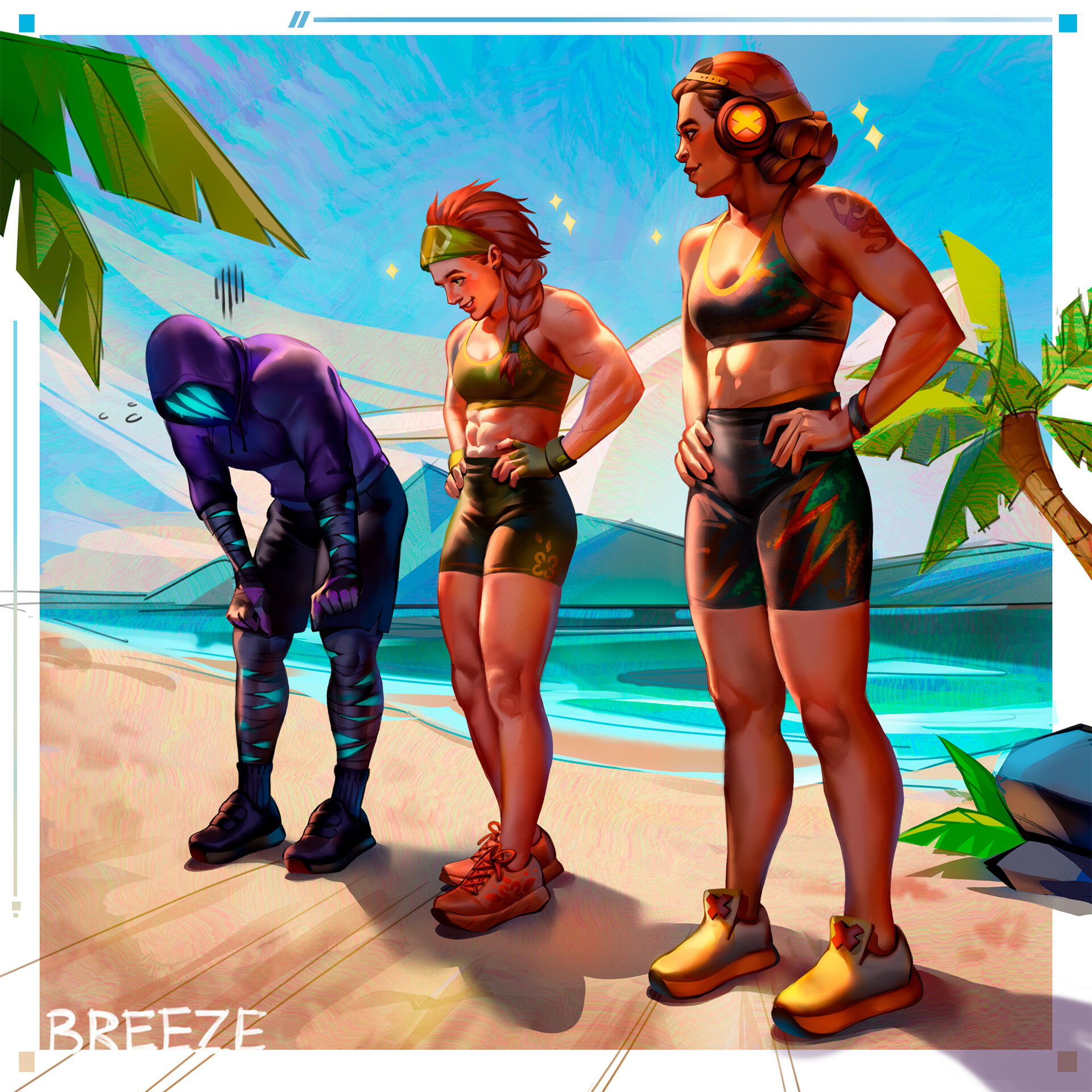 ArtStation - Valorant agents on the beach.
