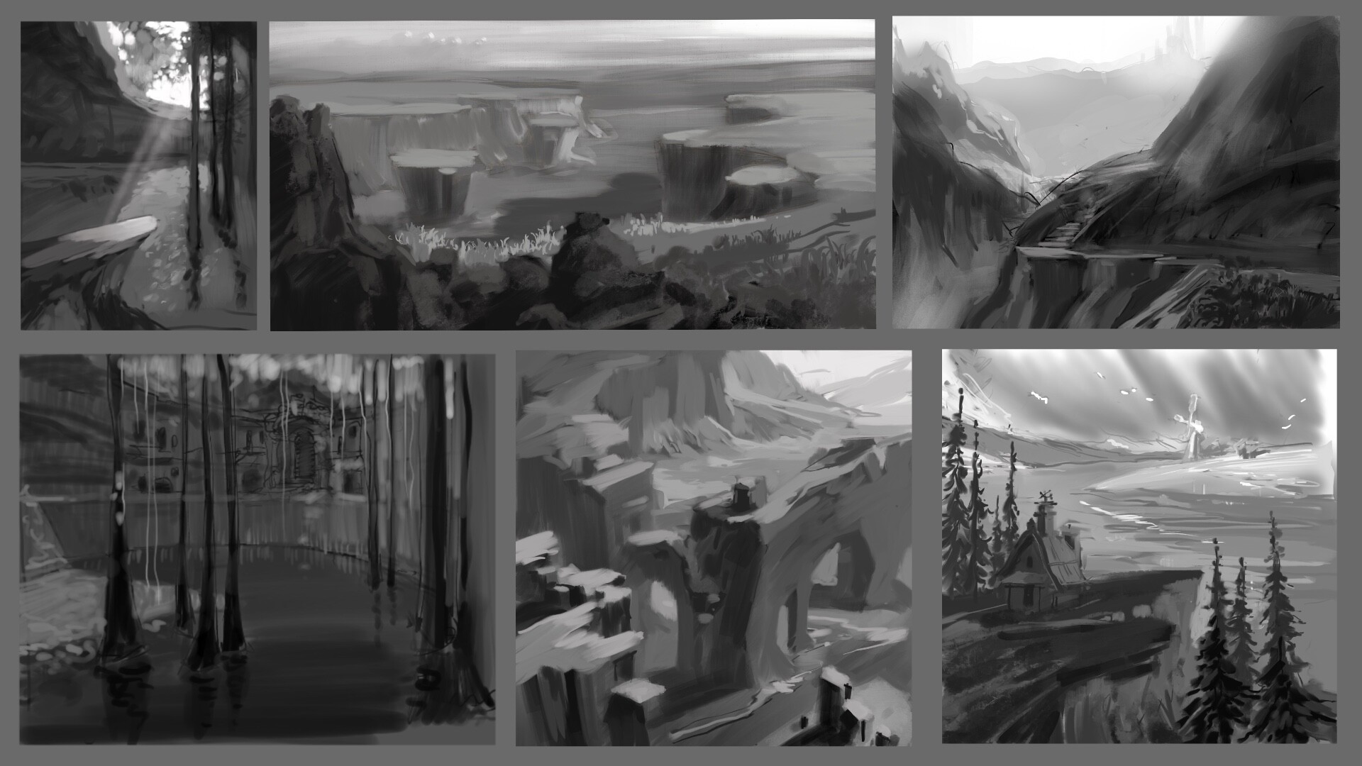 ArtStation - Conceptual sketch of the landscape