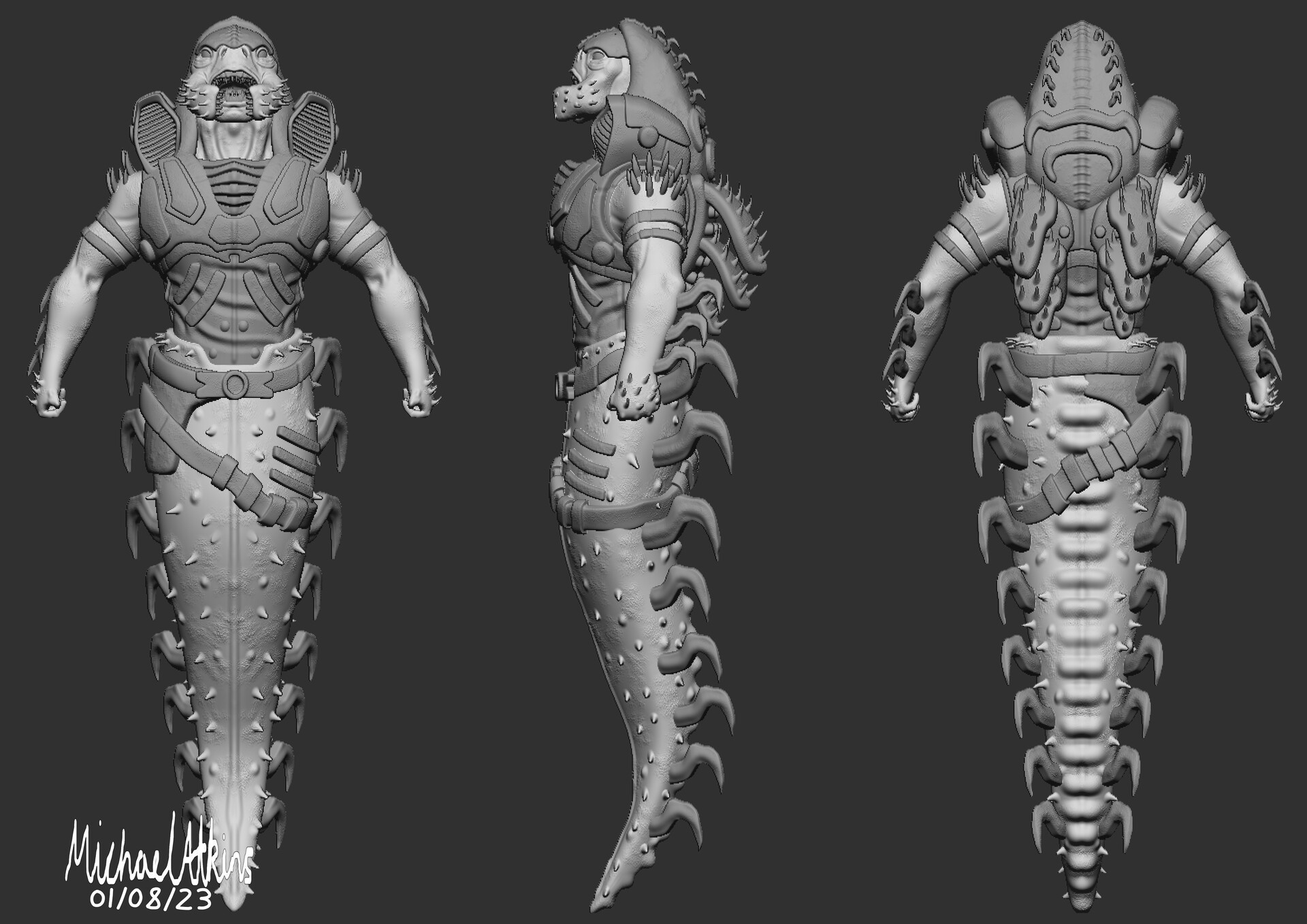 ArtStation - Michael Atkins 3D Sandipede Alien Character Sheet AO