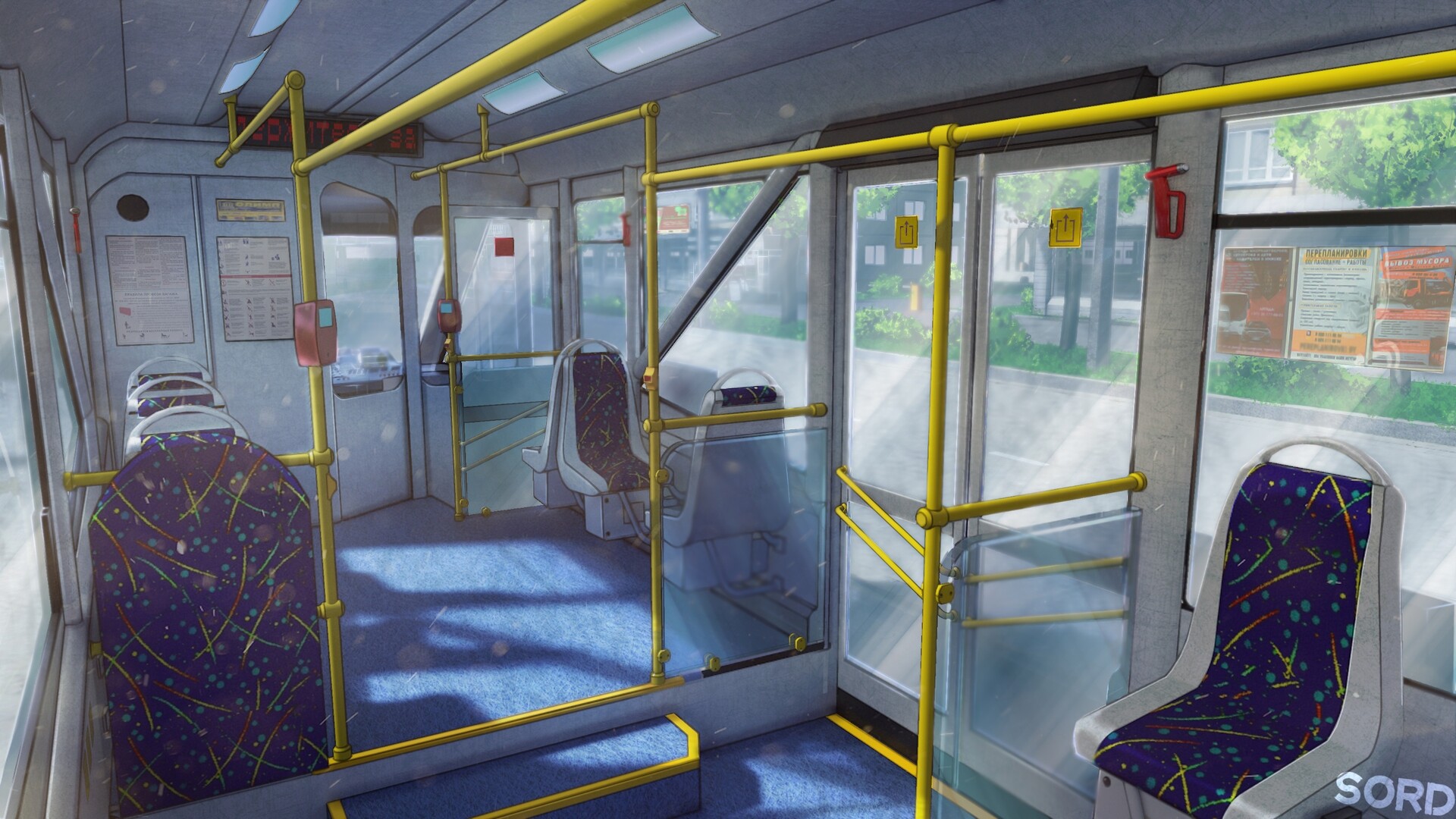 ArtStation - Public Tram Ride Visual Novel Anime Background (Remake)