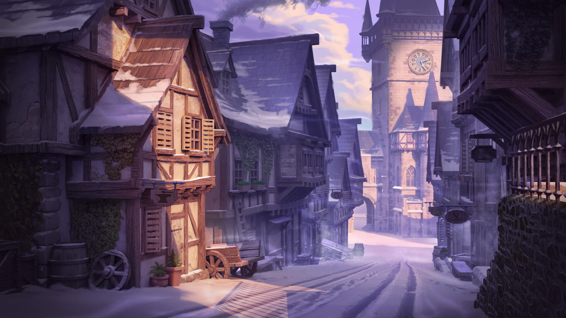 ArtStation - Snowy medieval town