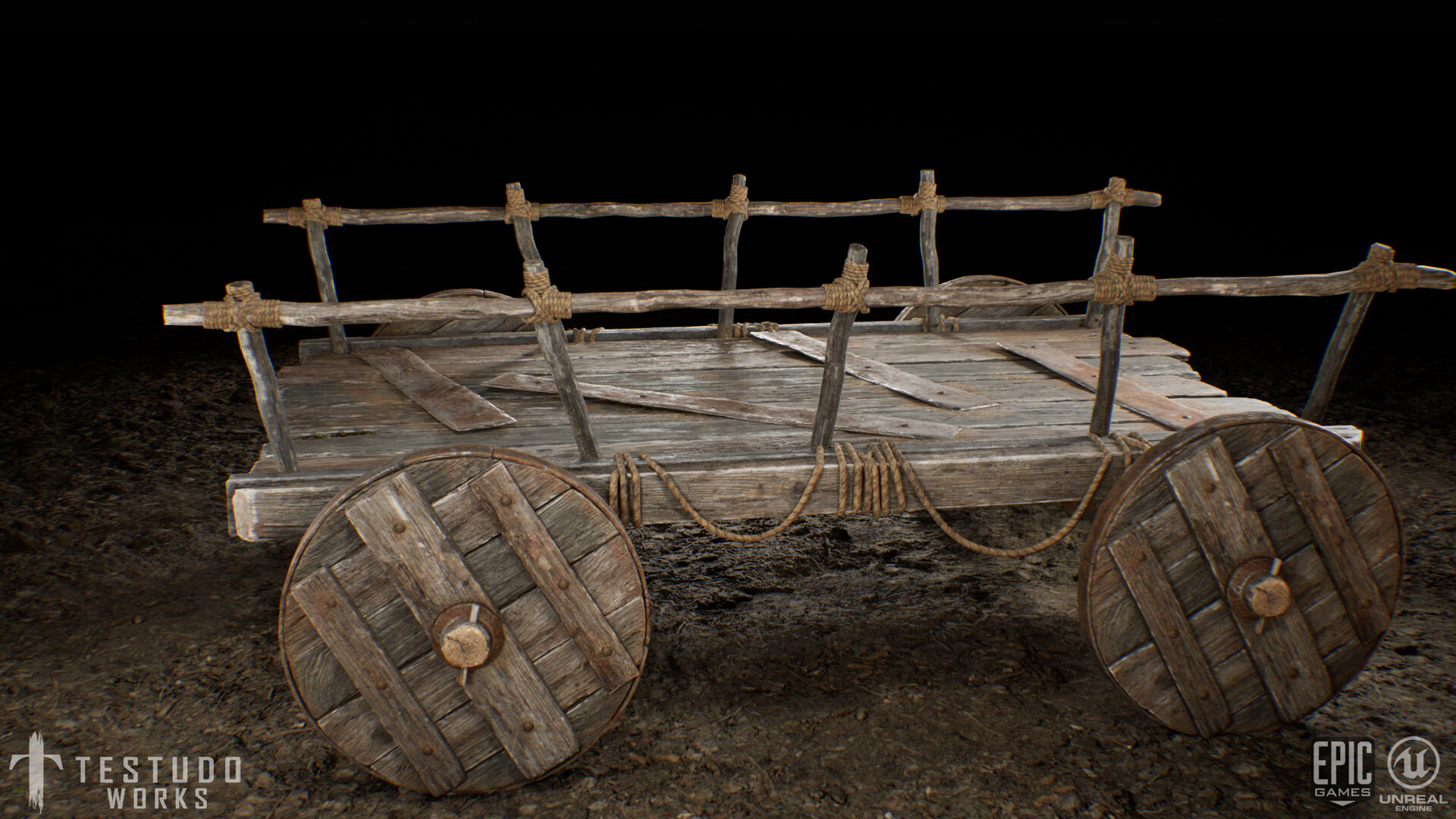 Testudo Works - Medieval Misc Props Pack - Wooden Cart 04