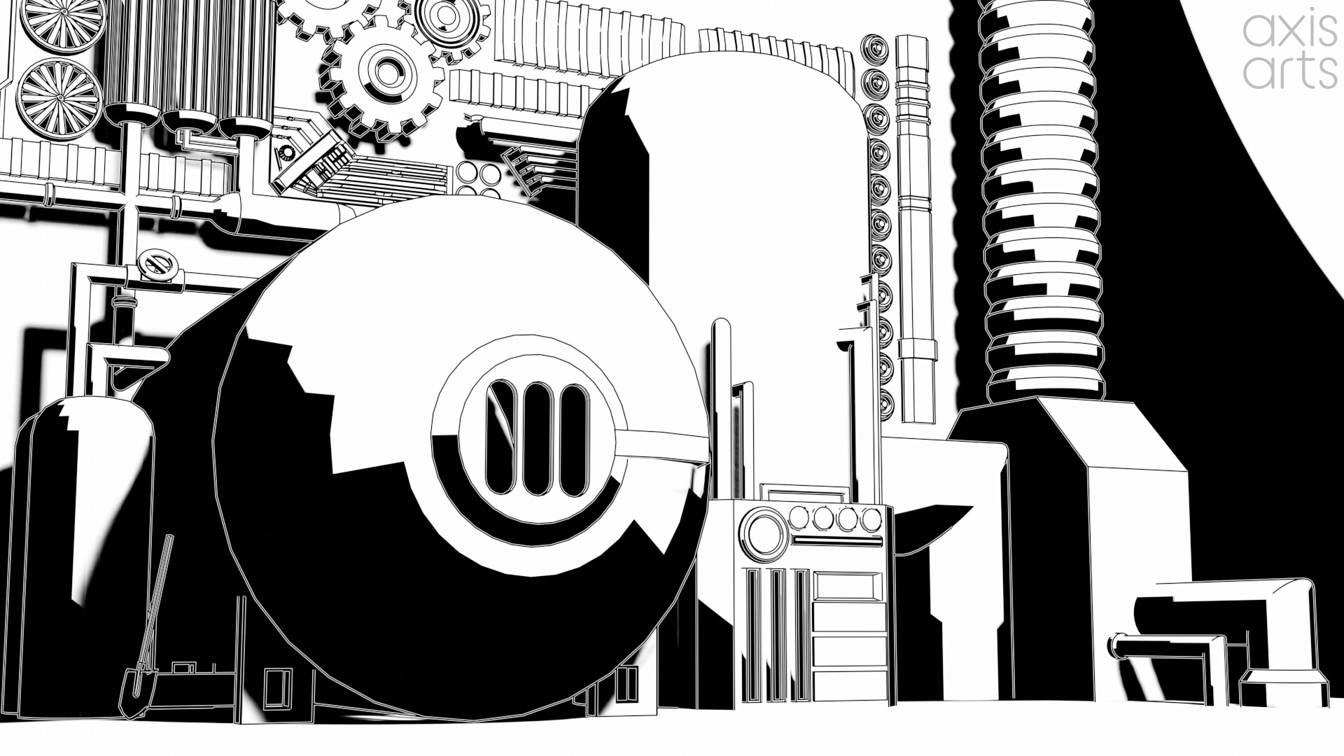 ArtStation - Boiler Room - A dive into black & white hatching