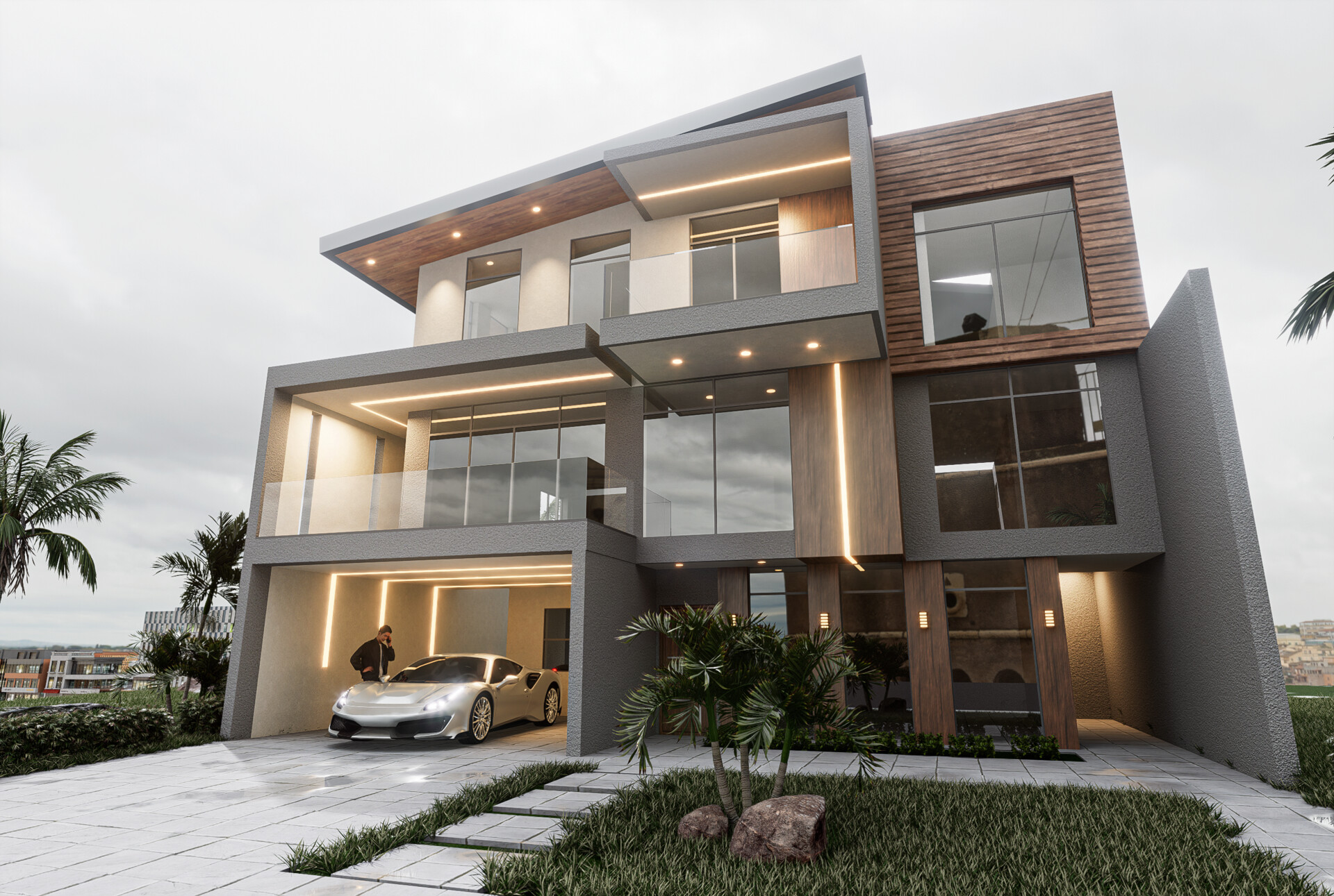 ArtStation - 3-Storey Residential House with Roof Deck