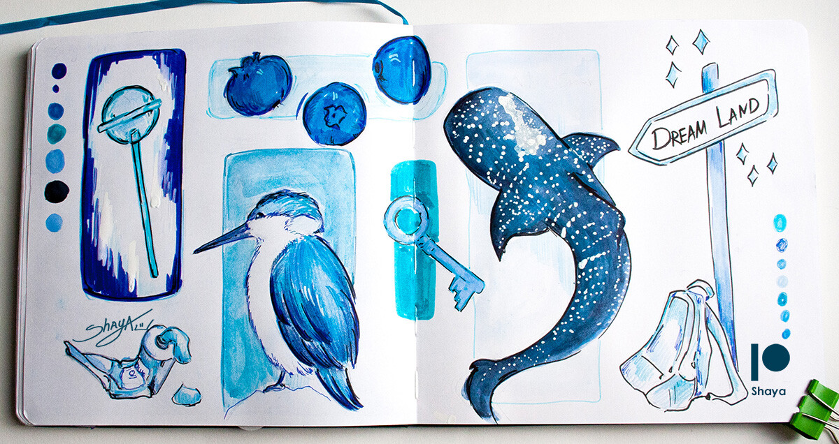 blue objects drawing