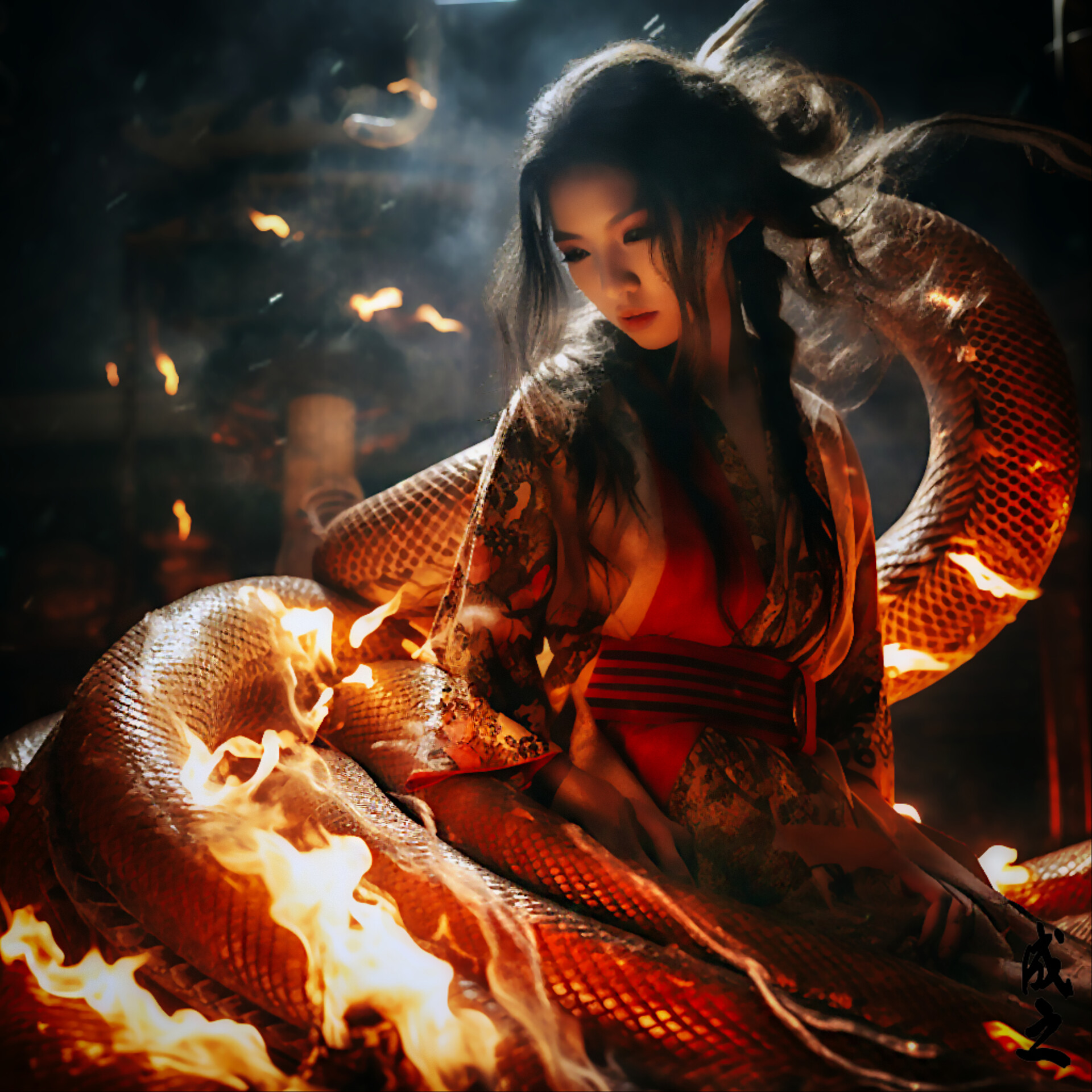 ArtStation - Kiyo-Hime ( Japanese Traditional Dance " Musume Dojoji " )