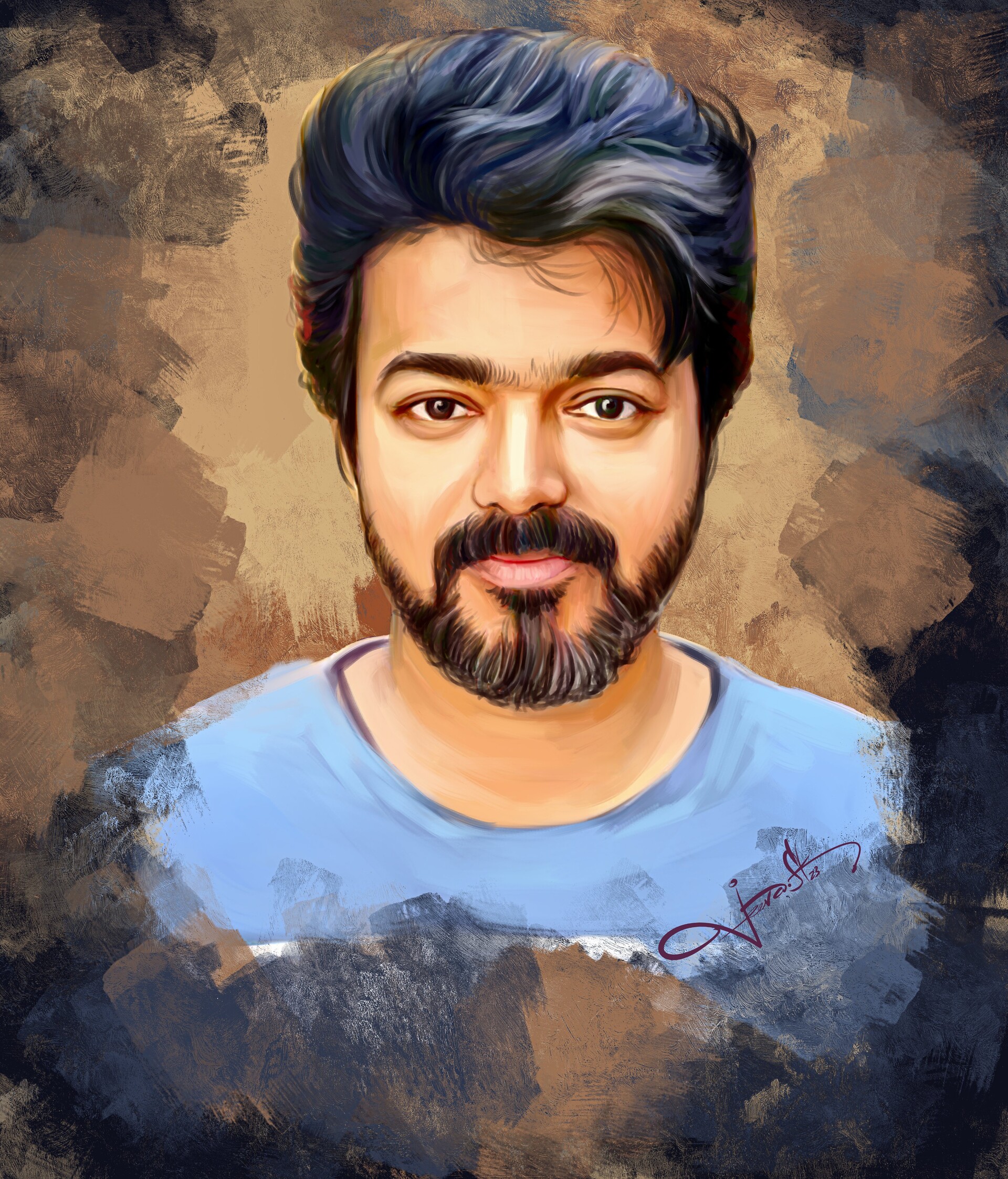 ArtStation - Cute Look Thalapathy Vijay Painting 2023 #NaaReady # ...