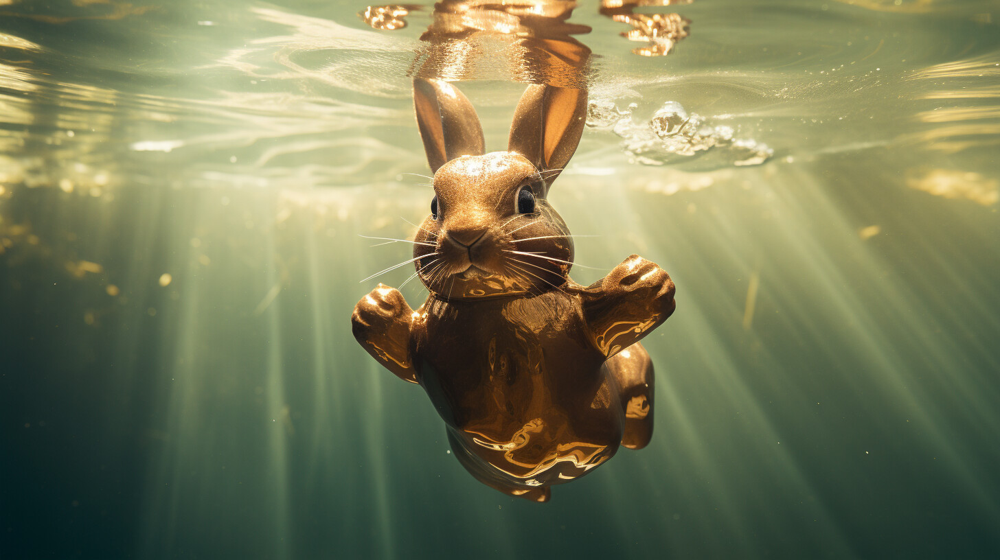 ArtStation - Golden Chocolate Bunny Goes For a Swim - AI-generated art