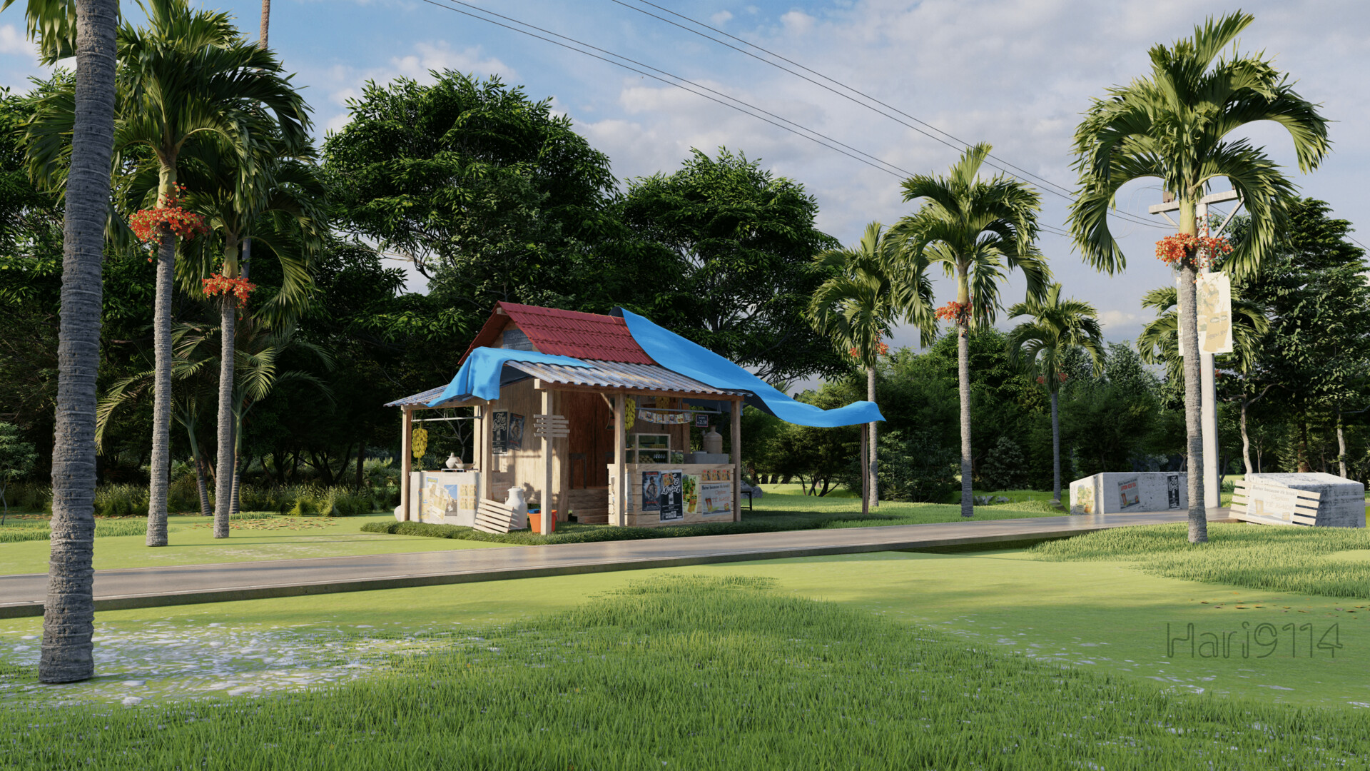 ArtStation - 1980s Tea Stall