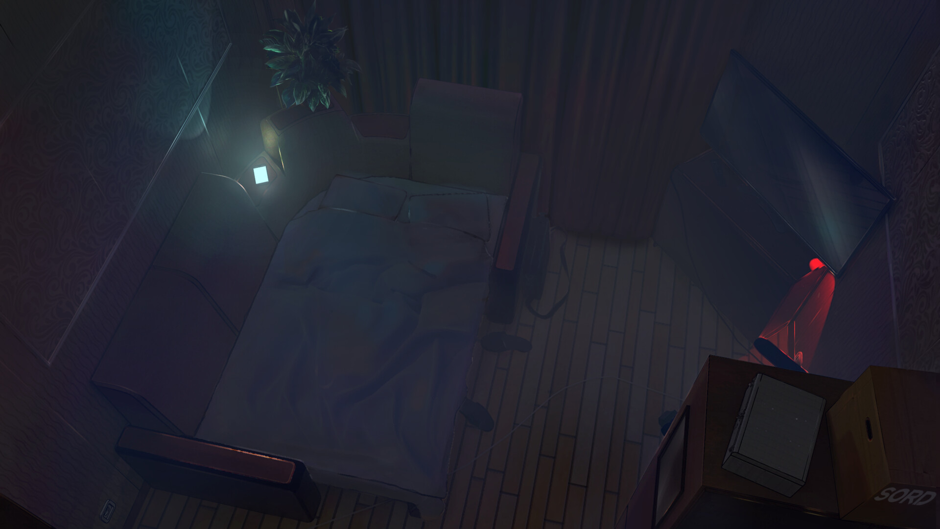 ArtStation - Main Character Room Visual Novel Background - Night ...