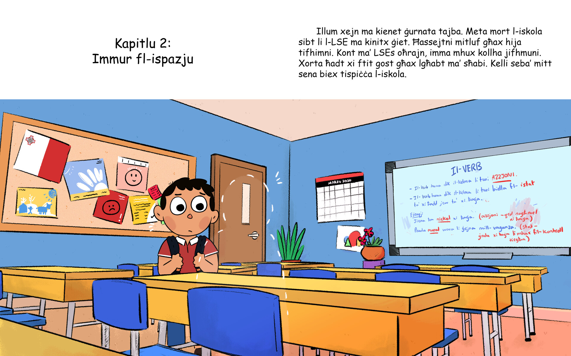 Nasim Dardouri - IL-MAWRA TIEGHI FL-ISPAZJU (MY HOLIDAY IN SPACE) - Book Illustration