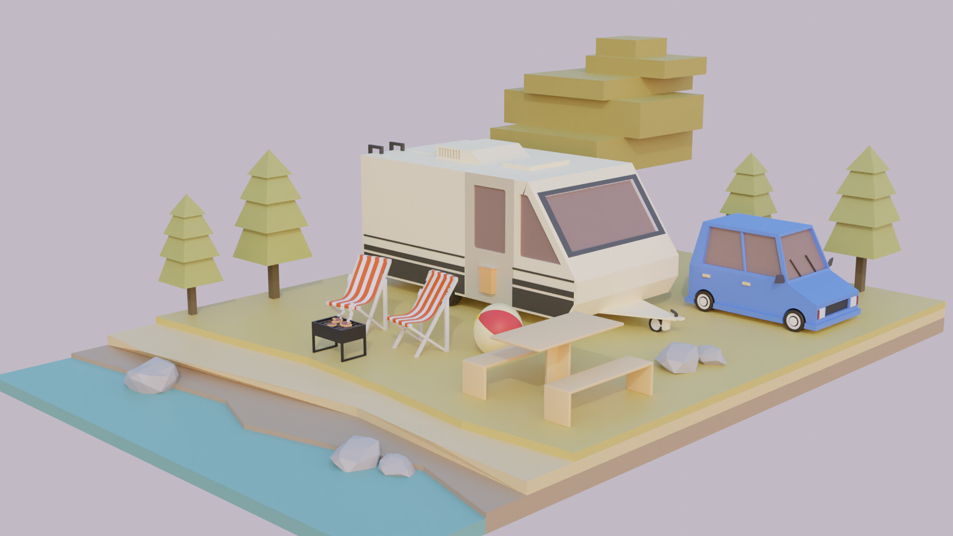 ArtStation - Caravan Holiday on the Beach