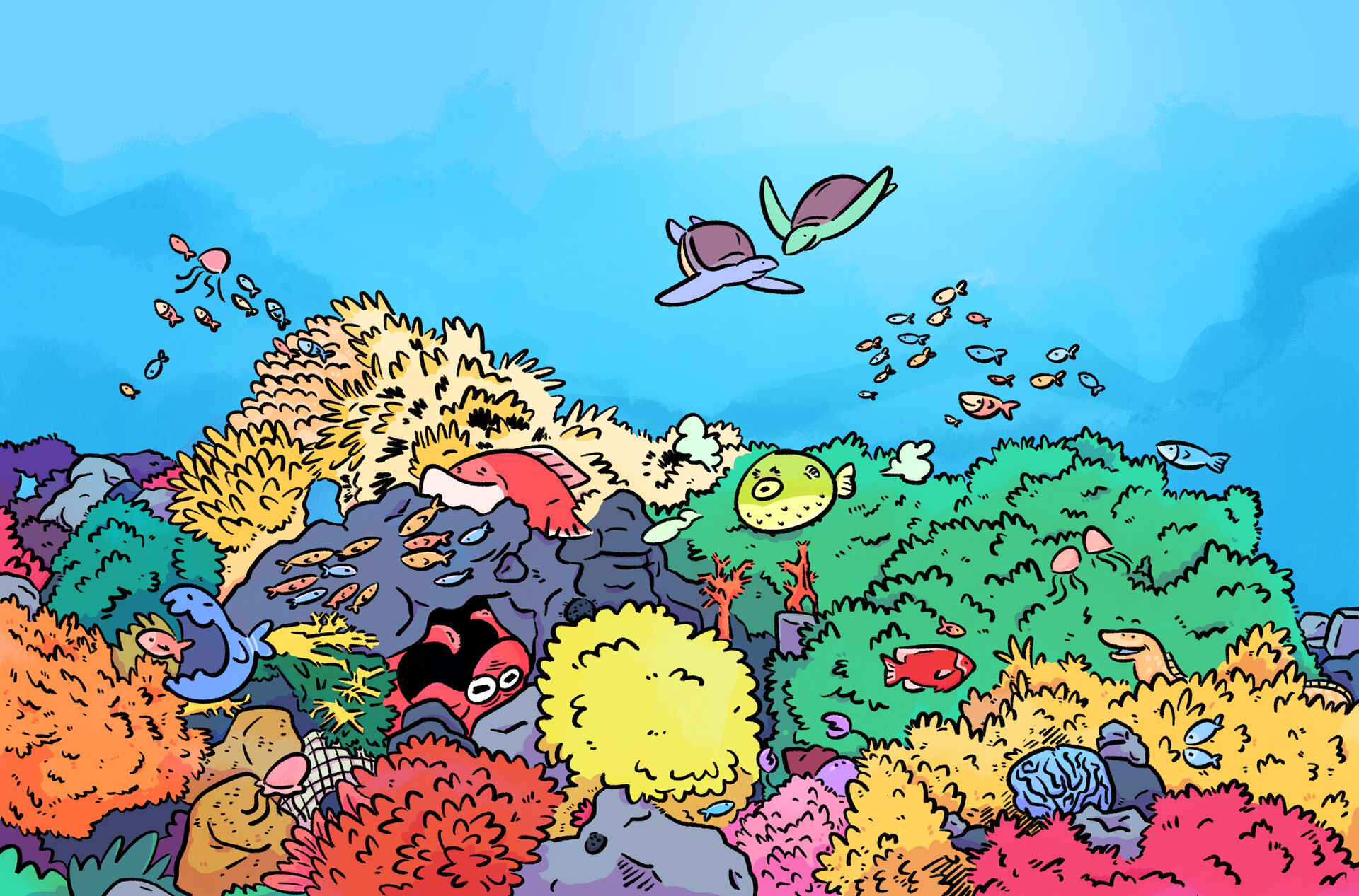 Nasim Dardouri - JIEN FEKRUNA TAL-BAHAR (I AM A SEATURTLE) - Book Illustration