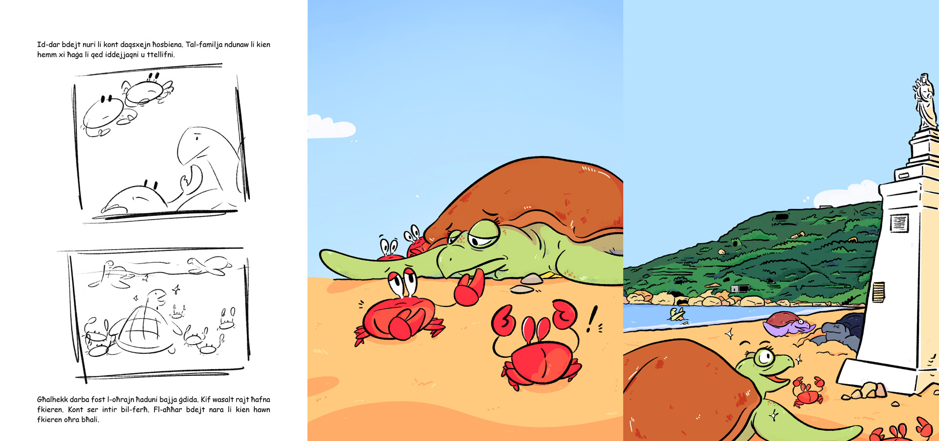 Nasim Dardouri - JIEN FEKRUNA TAL-BAHAR (I AM A SEATURTLE) - Book Illustration