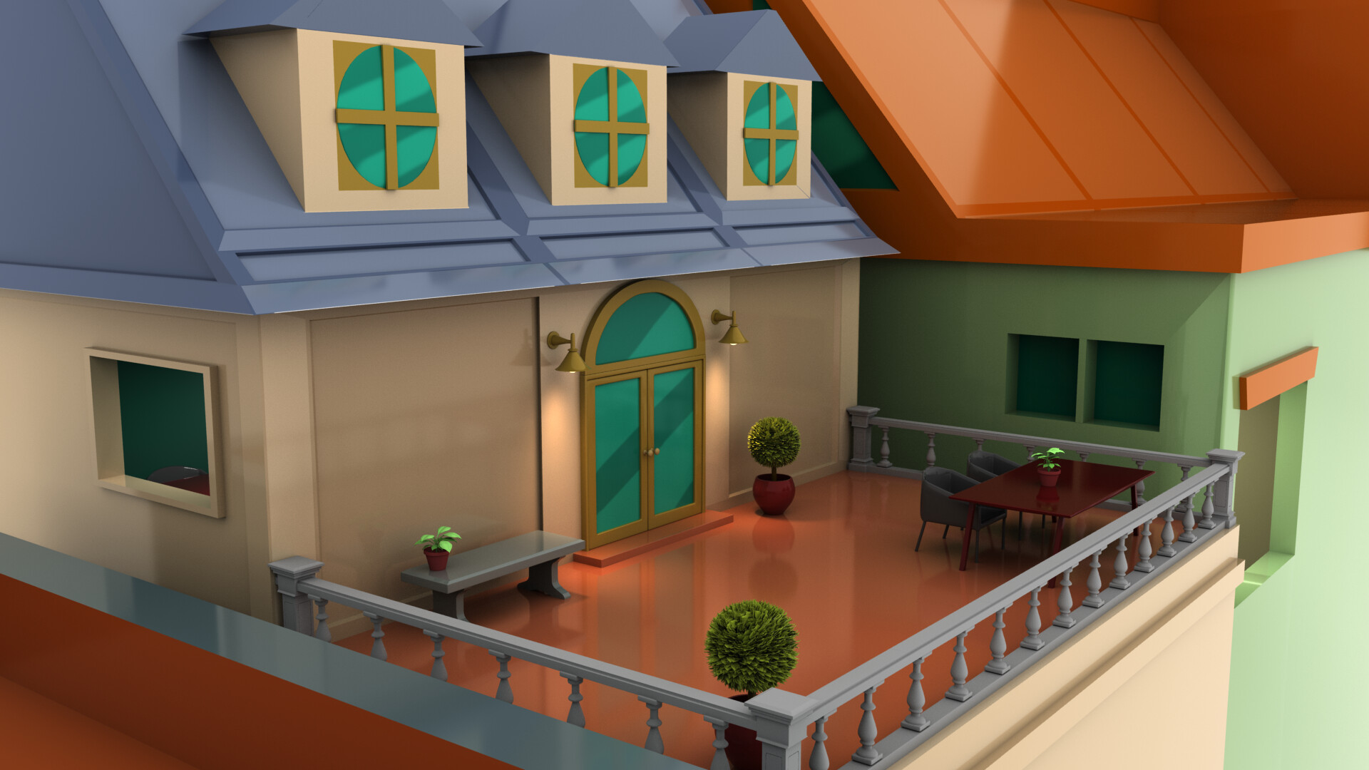 ArtStation - Exterior Balcony Scene