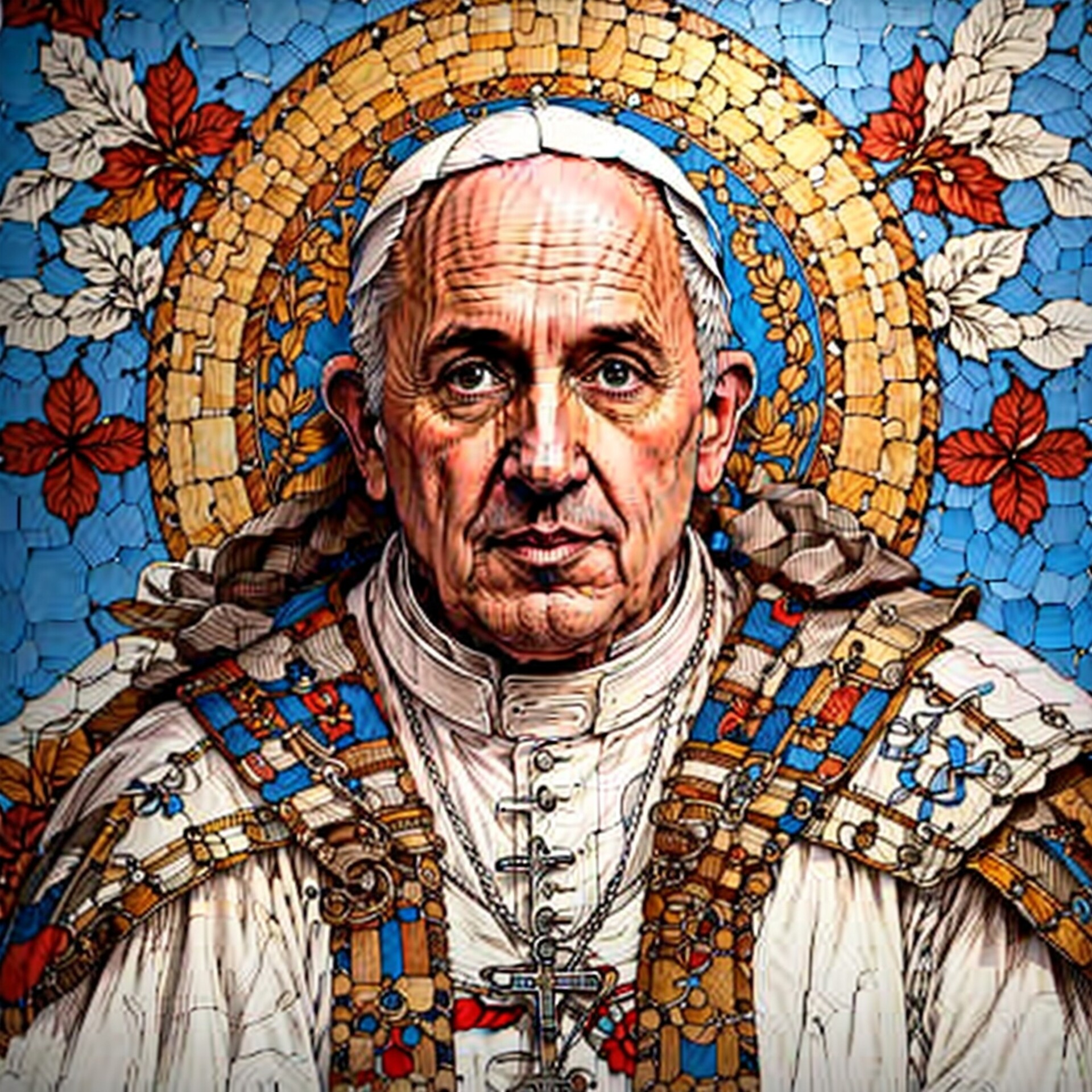 ArtStation - Pope Francis in Mongolia mosaic