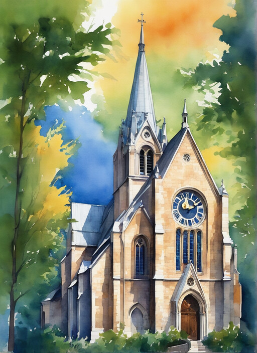 ArtStation - church and trees