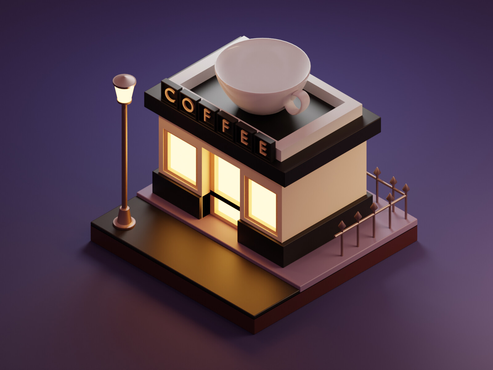 ArtStation - Modeling and lighting the full isometric coffee shop scene ...