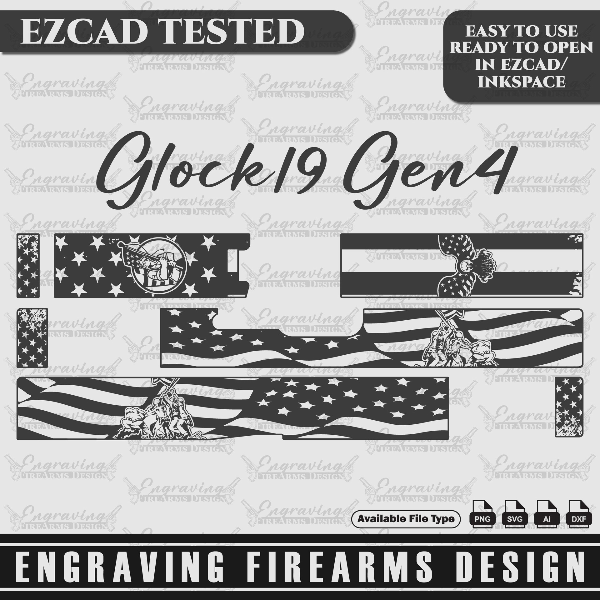 ArtStation - Engraving Fireams Design Glock19 Gen4 Patriot Design