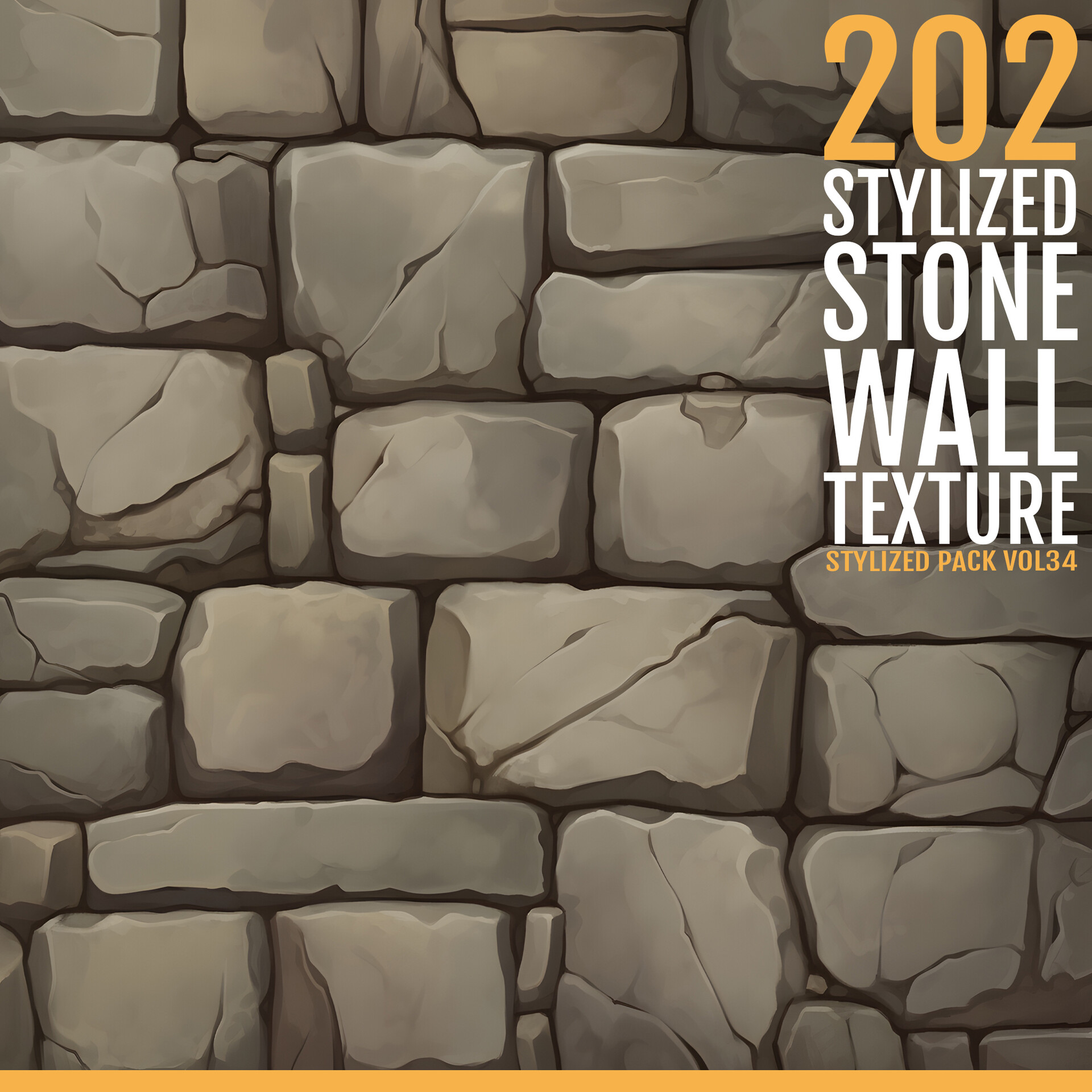 ArtStation - 202 Stylized Stone Wall Texture VOL34