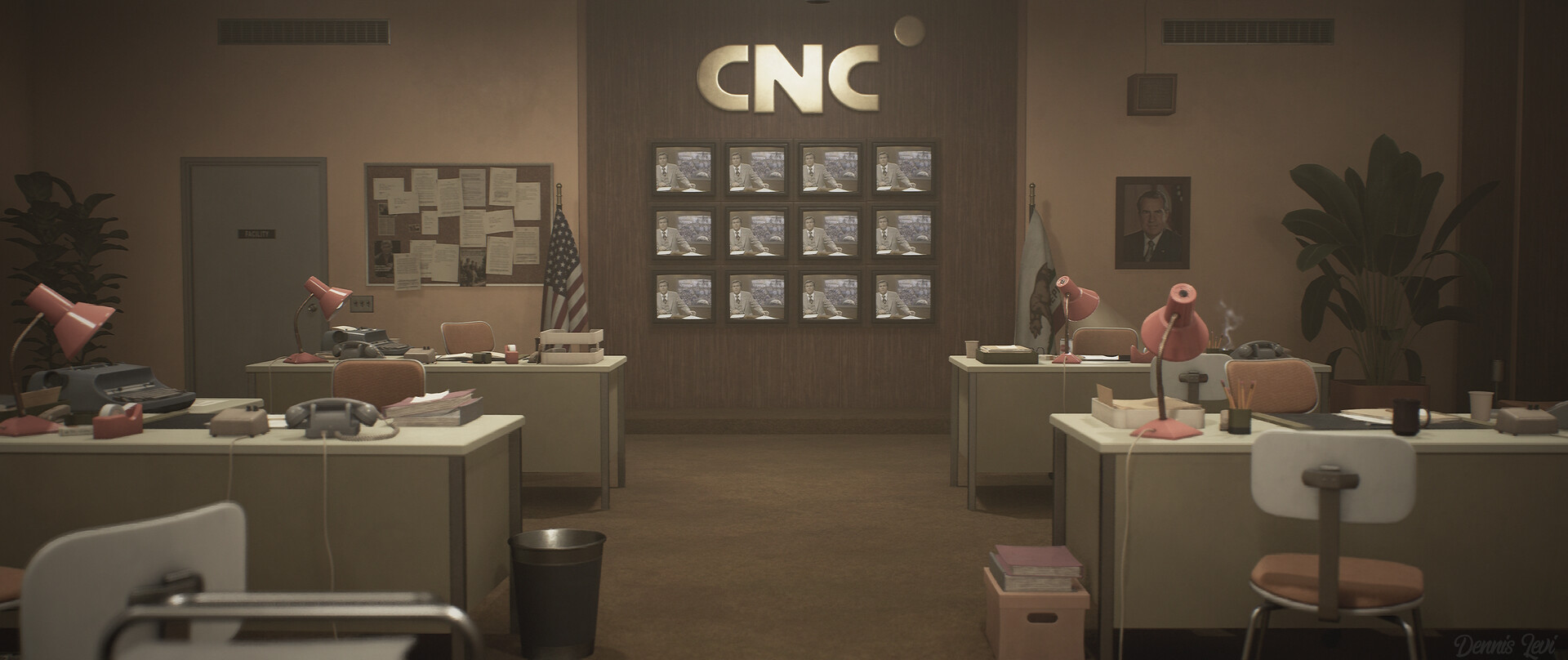 Dennis Levi - 70s Office Environment - Game Ready