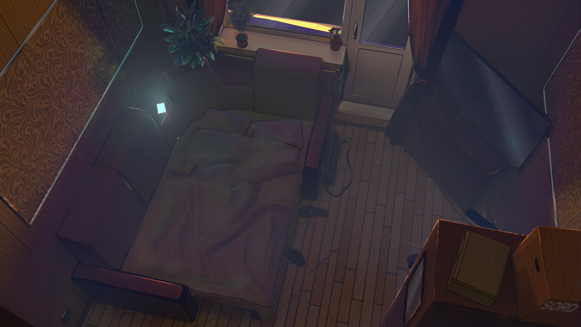 ArtStation - Main Character Room Visual Novel Background - Evening ...