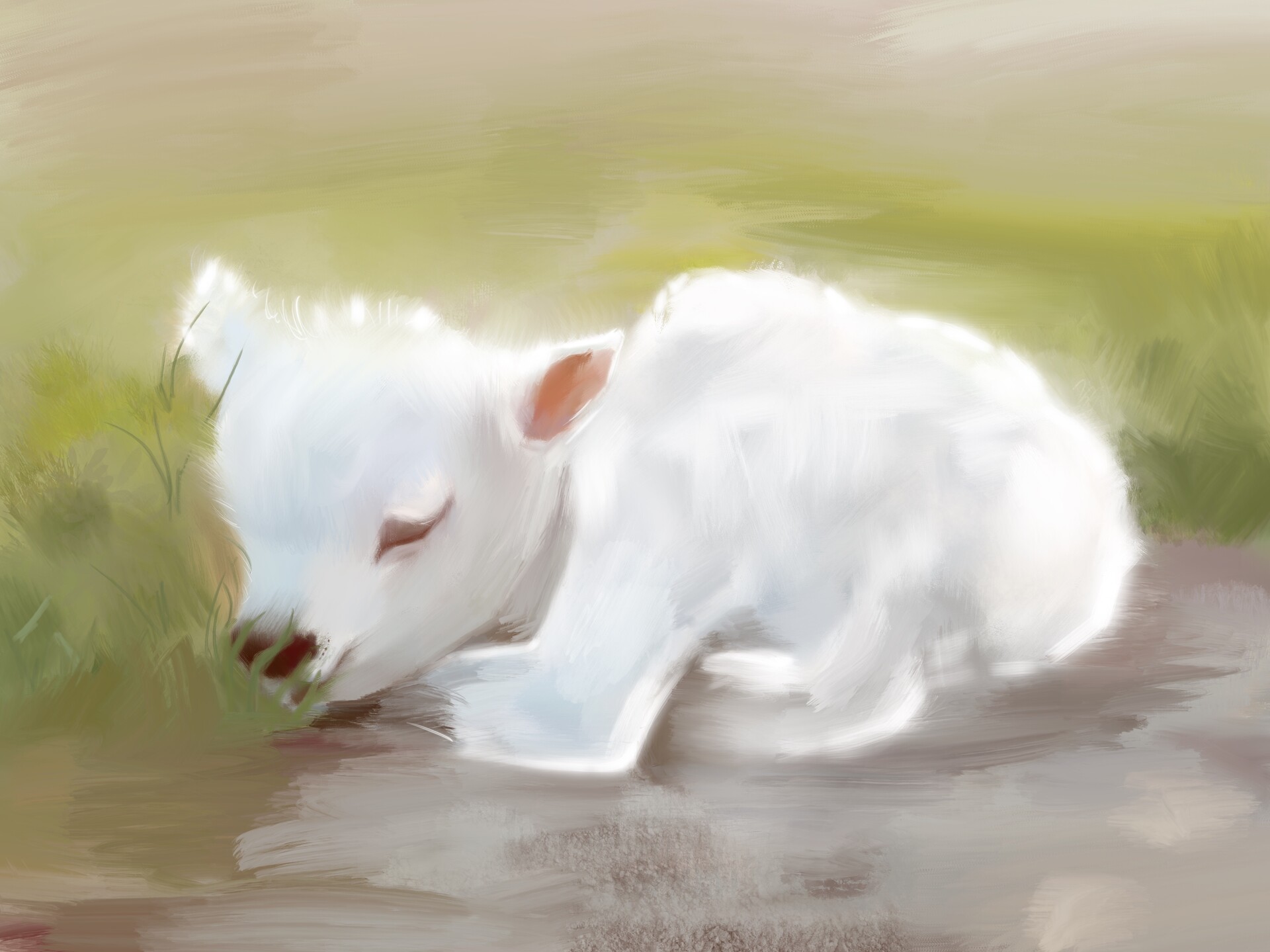 ArtStation - Lamb oil painting