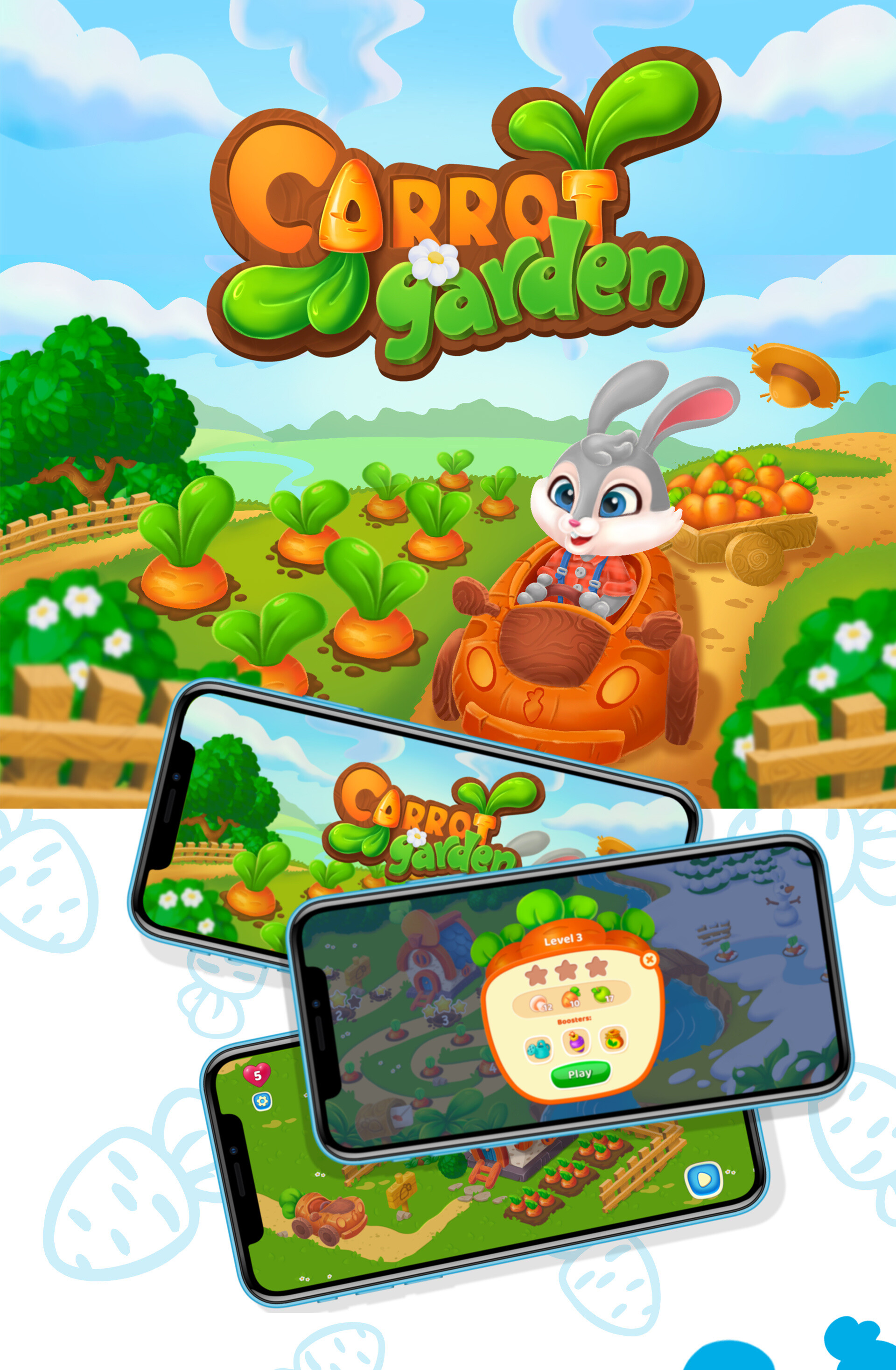 ArtStation - Logo and illustration for the game Carrot Garden.