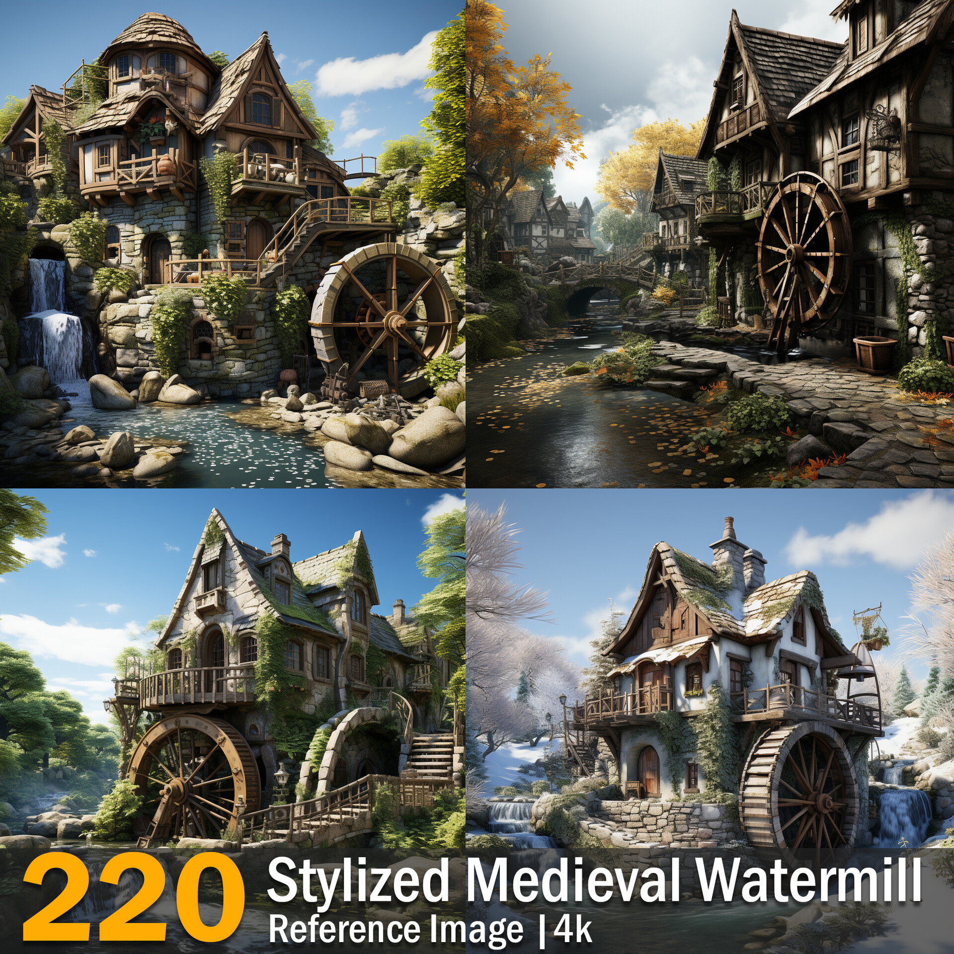 ArtStation - Stylized Medieval Watermill | Reference Images | 4K