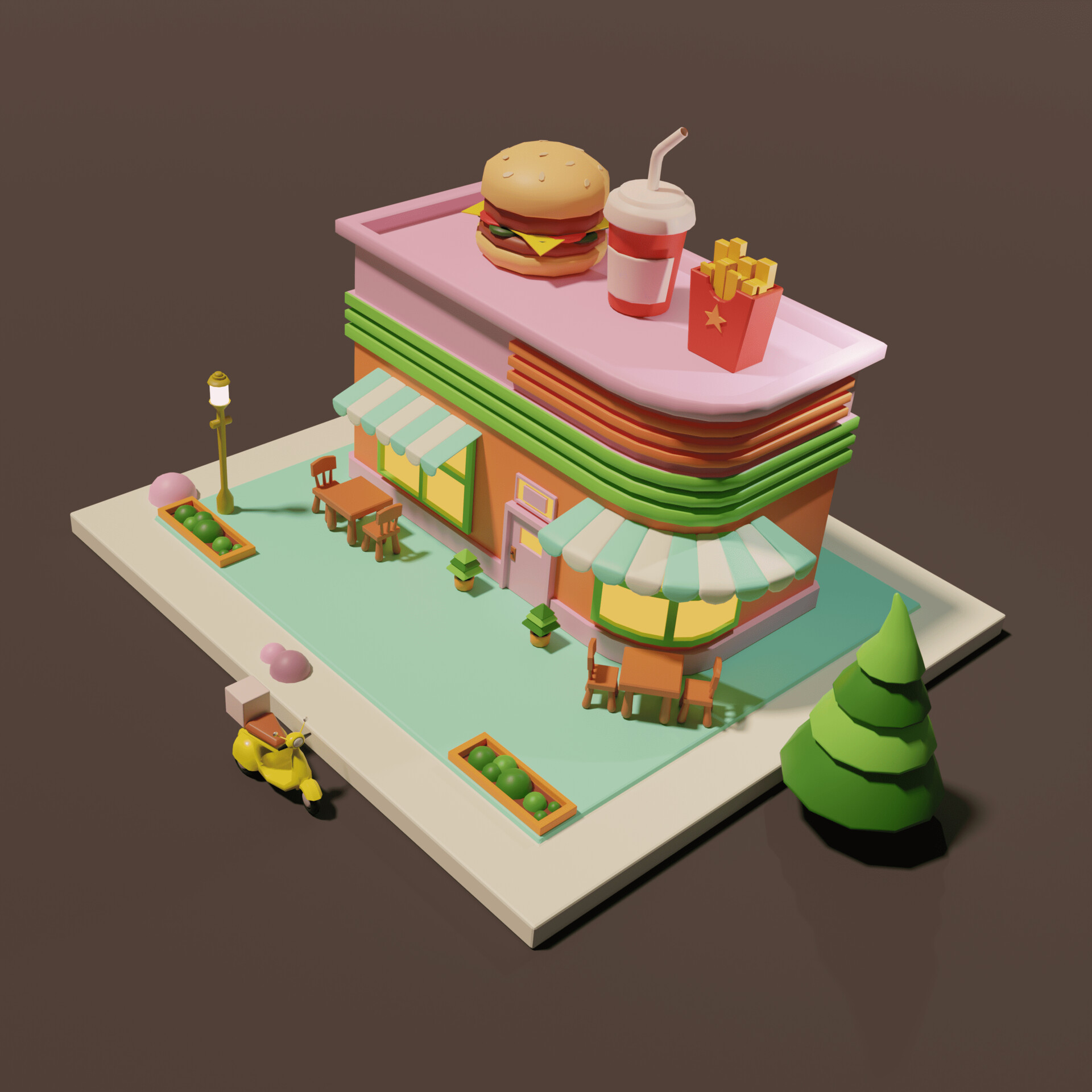 ArtStation - Low-Poly Burger House I