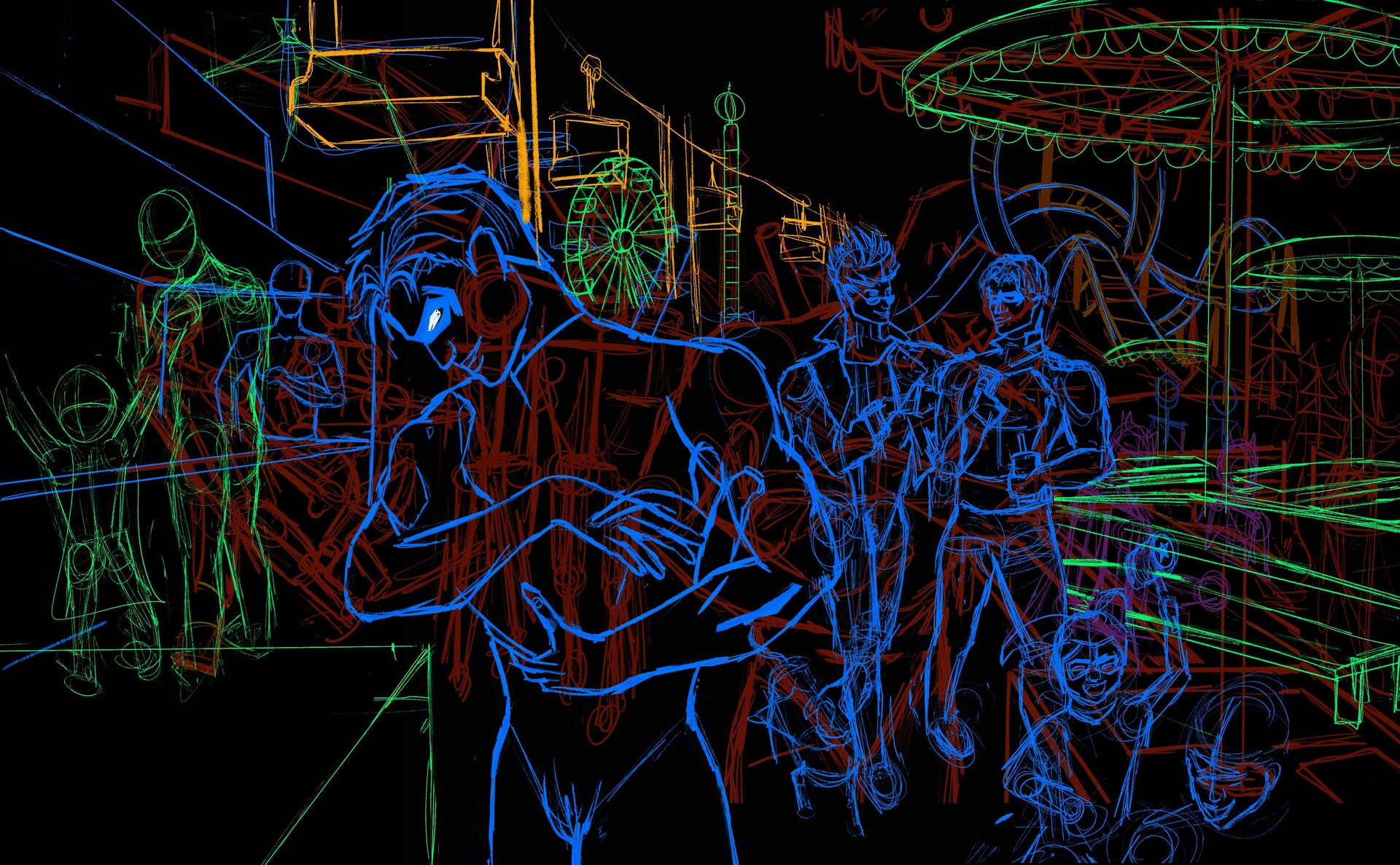 ArtStation - Colorful Outlines and Blank Interiors: 2D Artwork