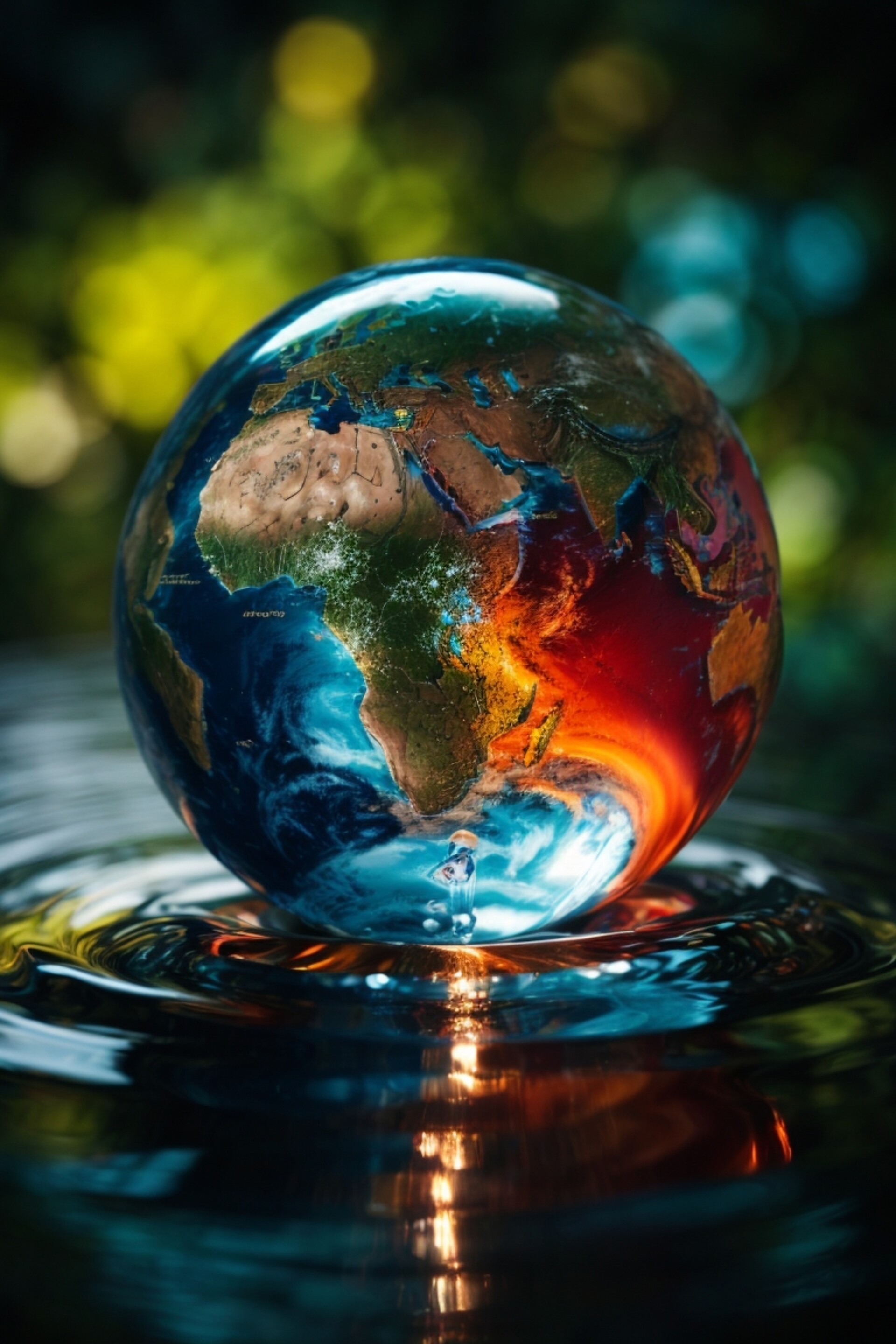 ArtStation - Earth inside a water drop vibrant colours volumetric