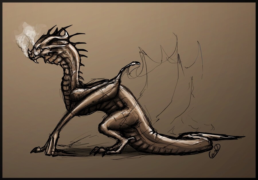 ArtStation - Dragon sketch without color